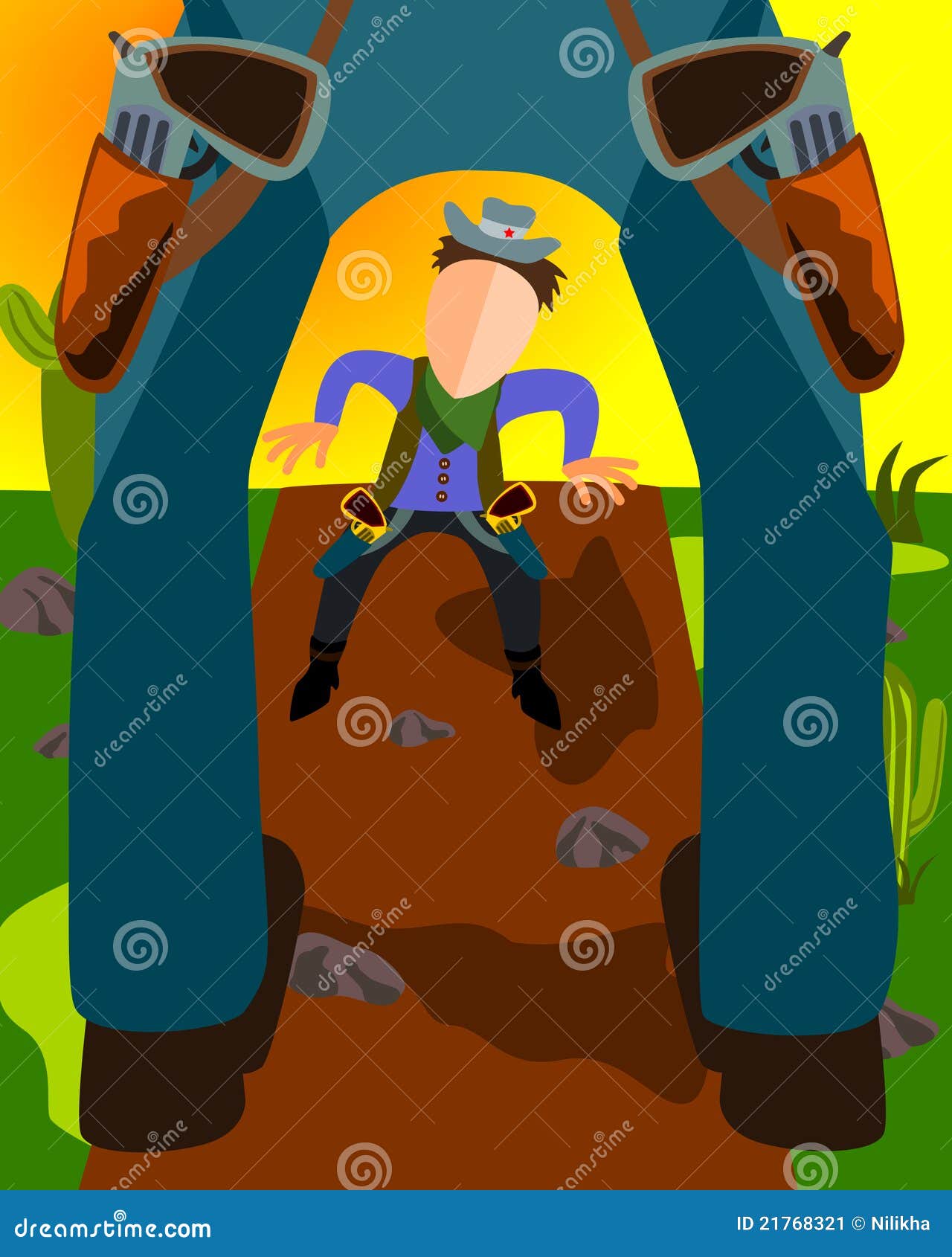 Cowboy showdown stock illustration. Illustration of western - 21768321