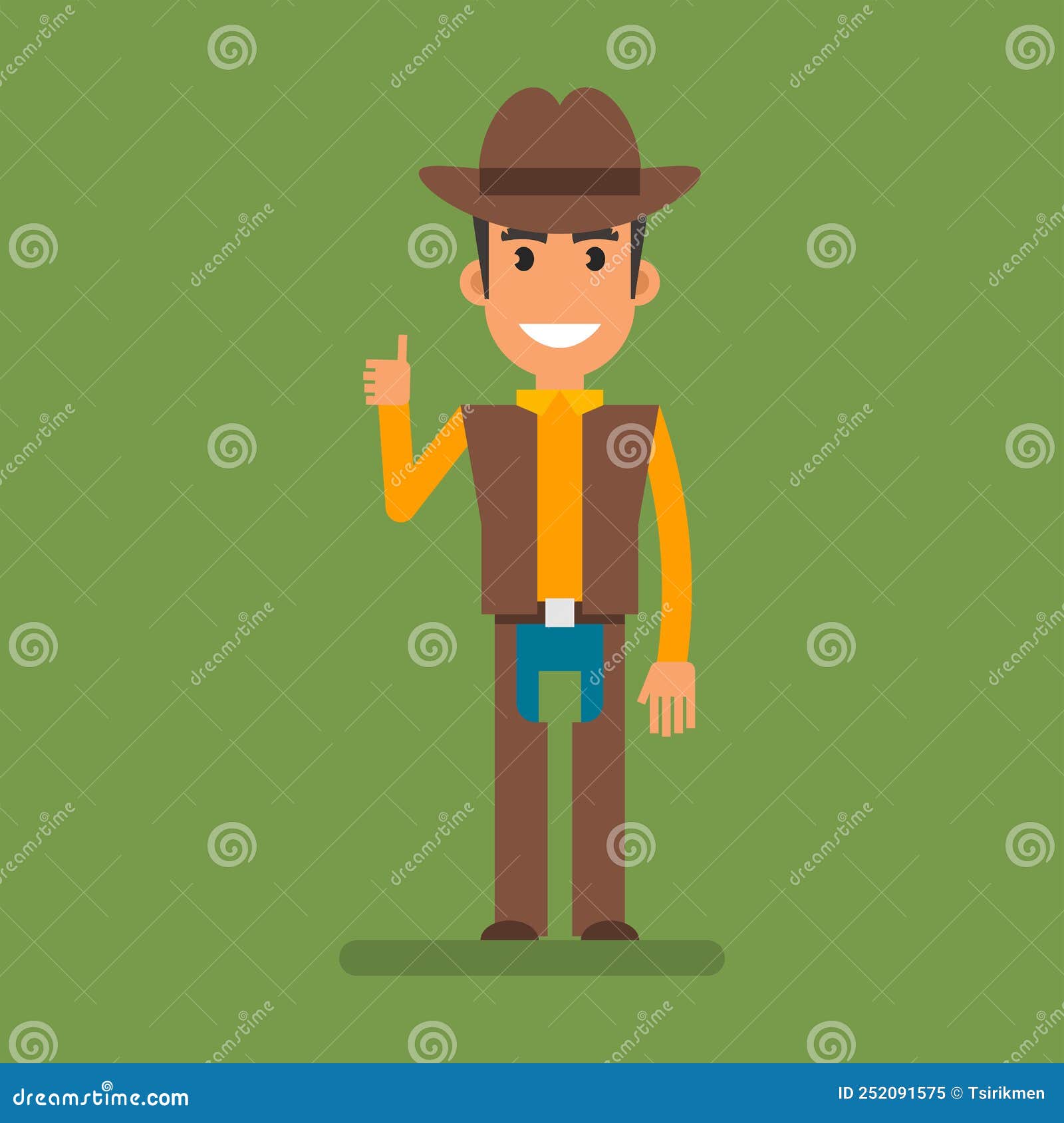 Cowboy Showing Thumbs Up and Smiling Stock Vector - Illustration of ...