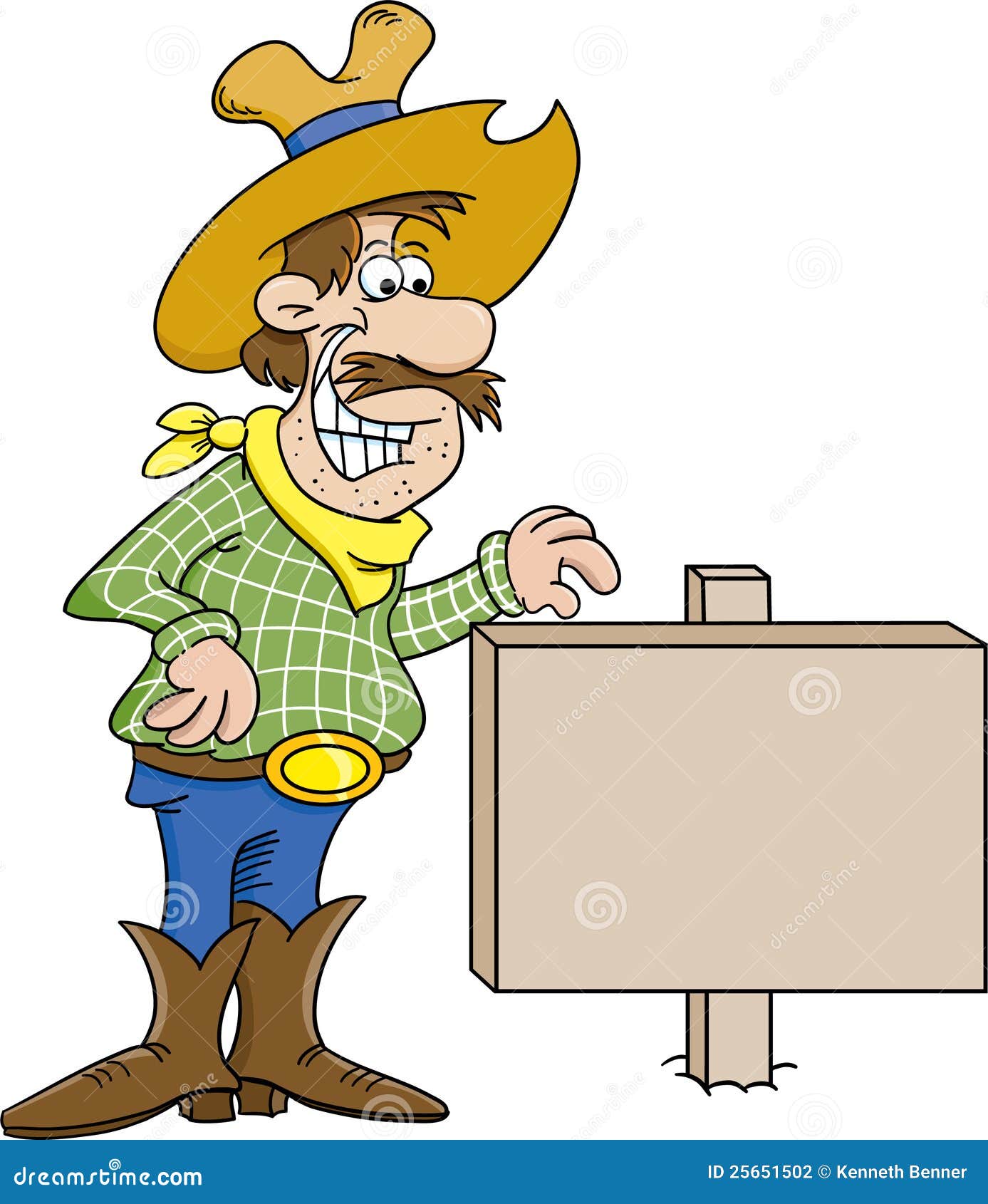 Cowboy with a sign stock vector. Illustration of funny - 25651502