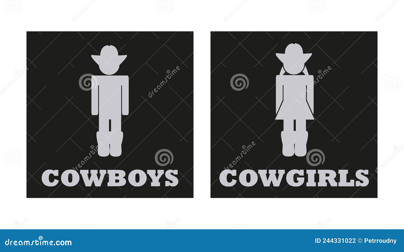 Set Of Cowboys And Cowgirls In Different Poses. Vector Illustration In ...