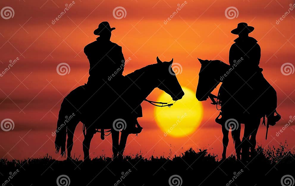 Cowboy silhouette stock image. Image of adult, males, outdoor - 5565717