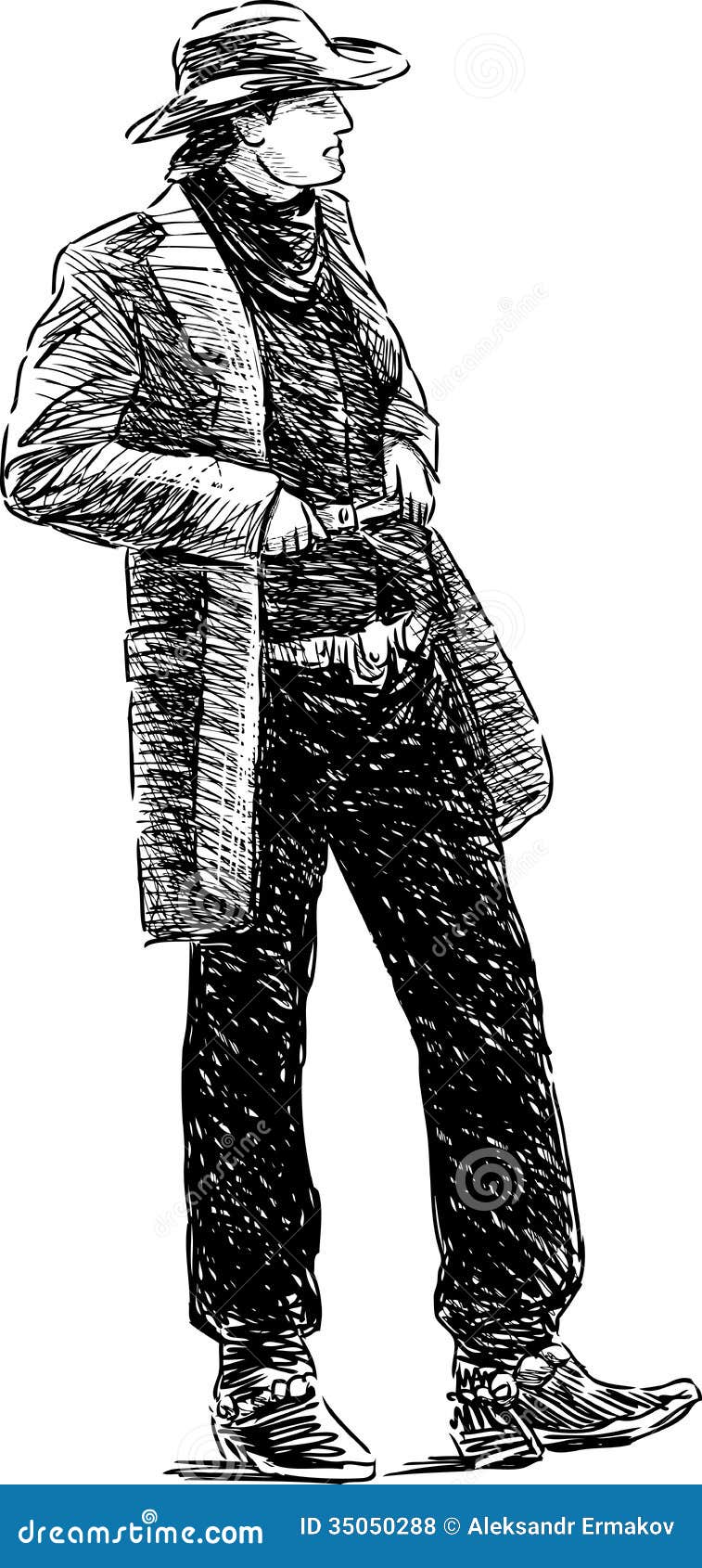 Cowboy sketch stock vector. Illustration of sketch, isolated - 35050288