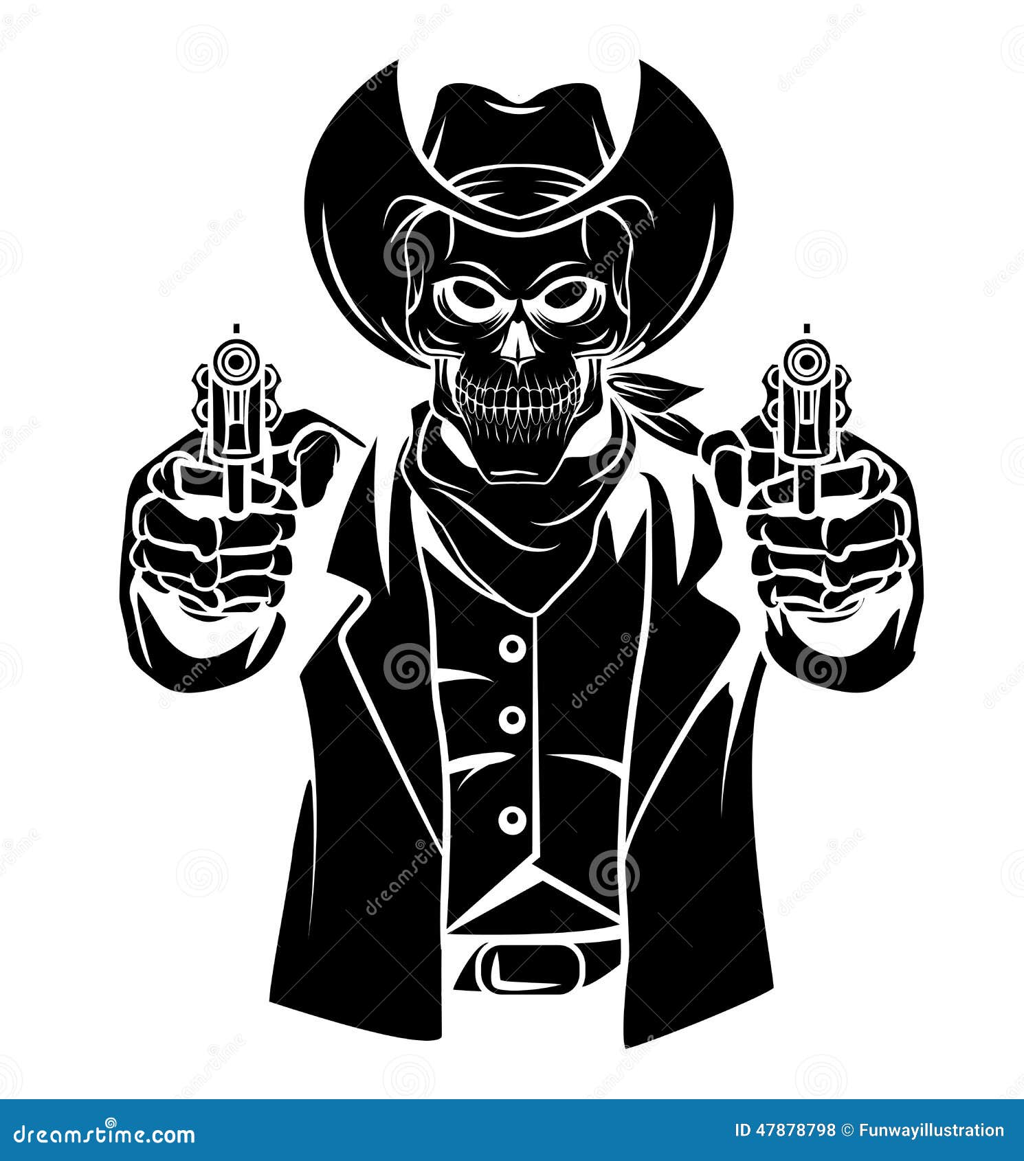 Cowboy Skull Vector Illustration Stock Vector - Illustration of white ...