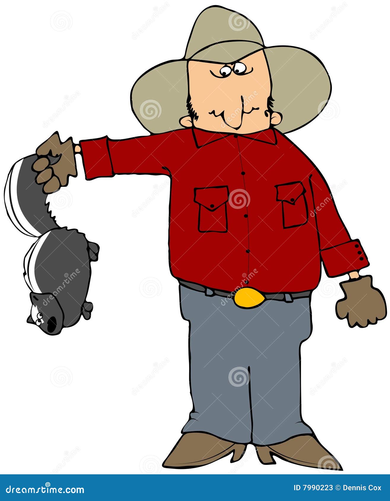 Cowboy with a Skunk stock illustration. Illustration of cartoon - 7990223