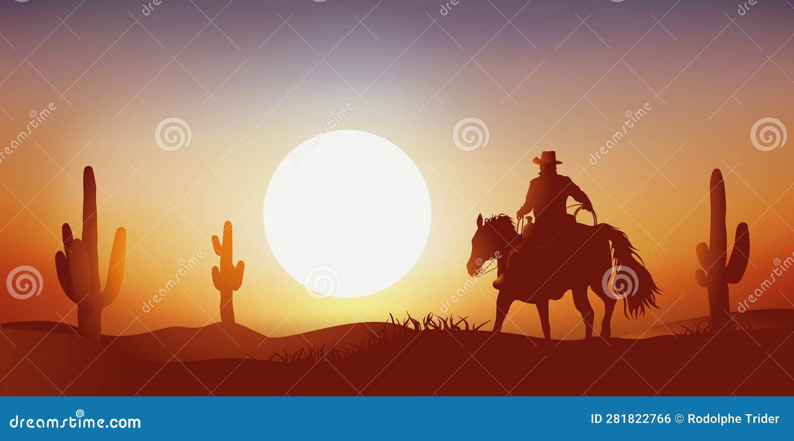 A Lonely Cowboy in the Middle of the Desert. Stock Photo - Image of ...