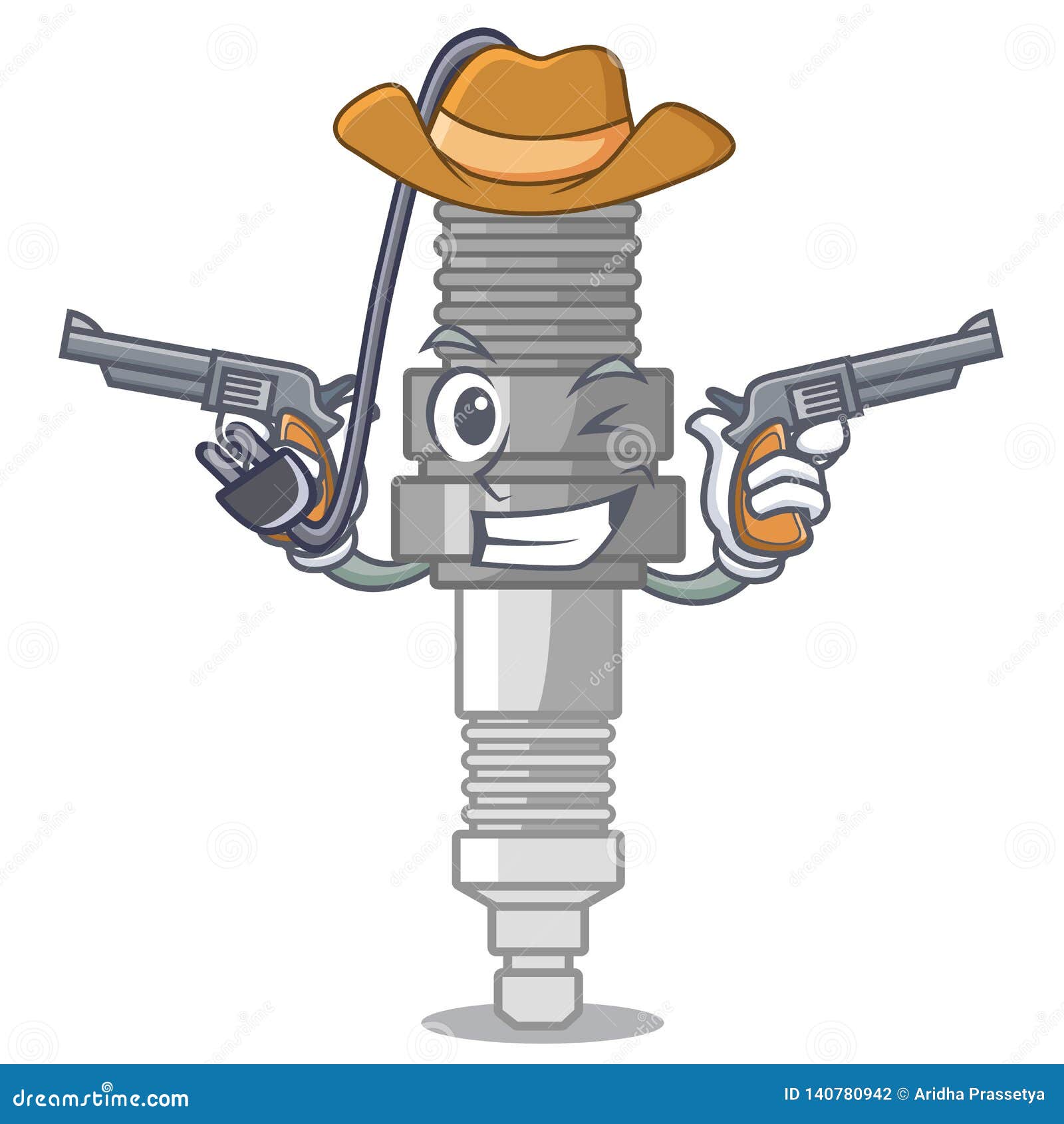 Cowboy Spark Plug in the Character Shape Stock Vector - Illustration of ...