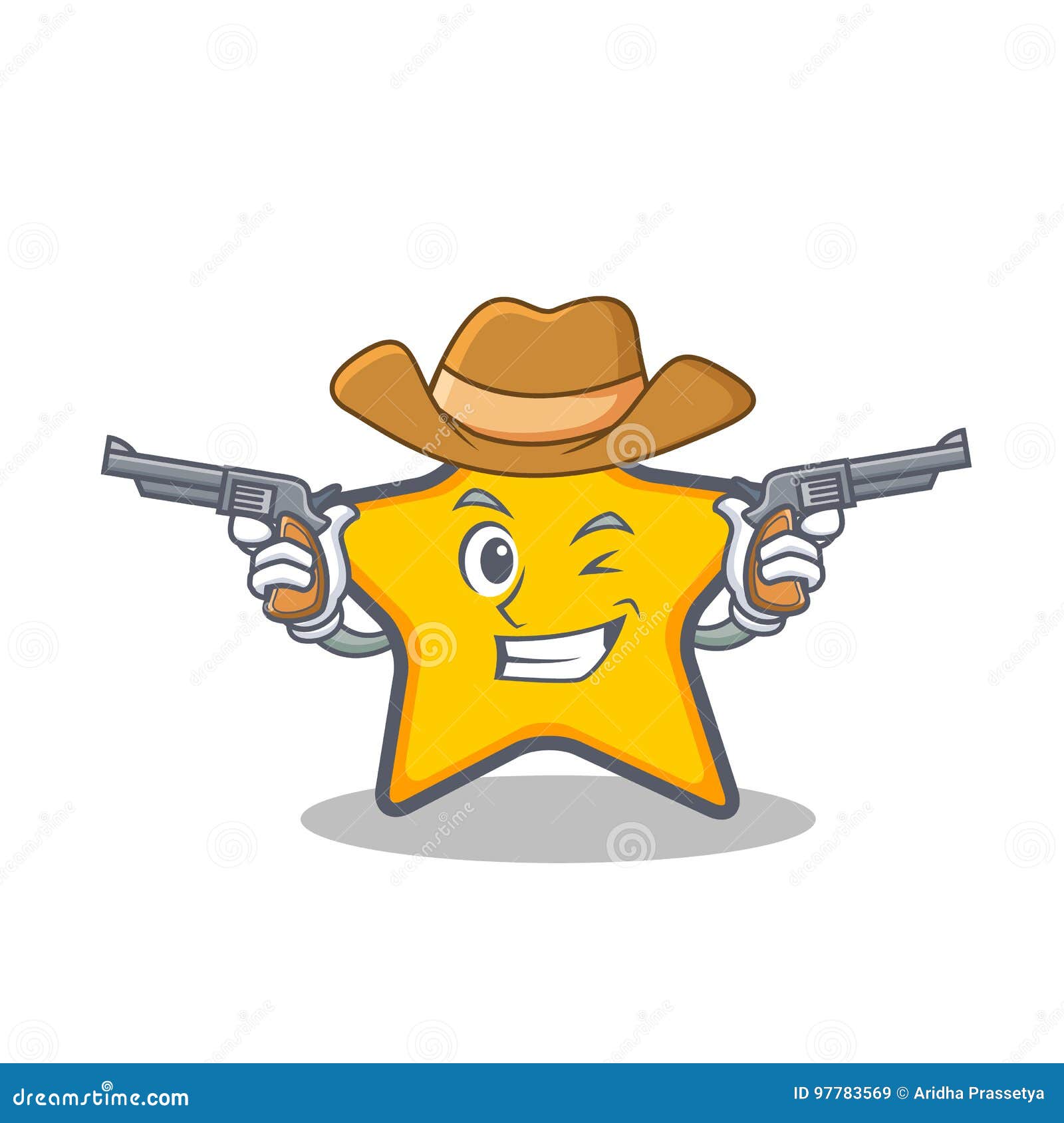 Cowboy Star Character Cartoon Style Stock Vector - Illustration of ...