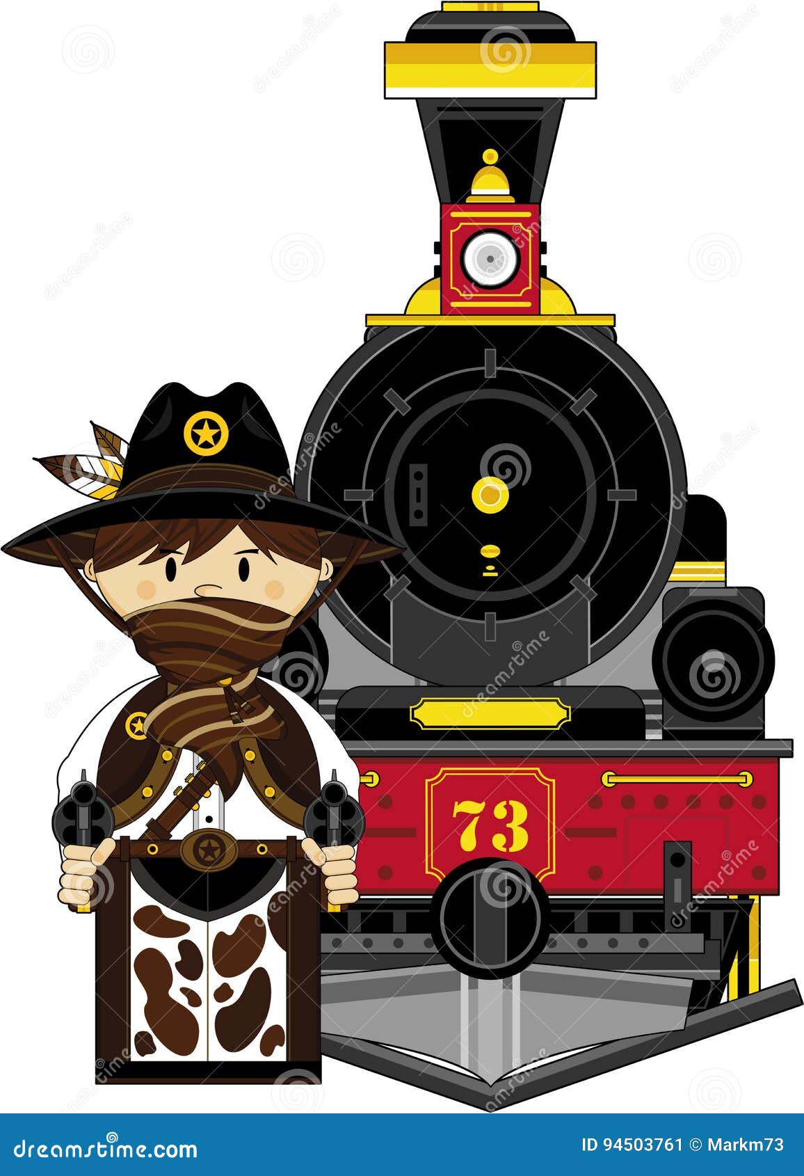 Cowboy and Steam Train stock vector. Illustration of cartoon - 94503761