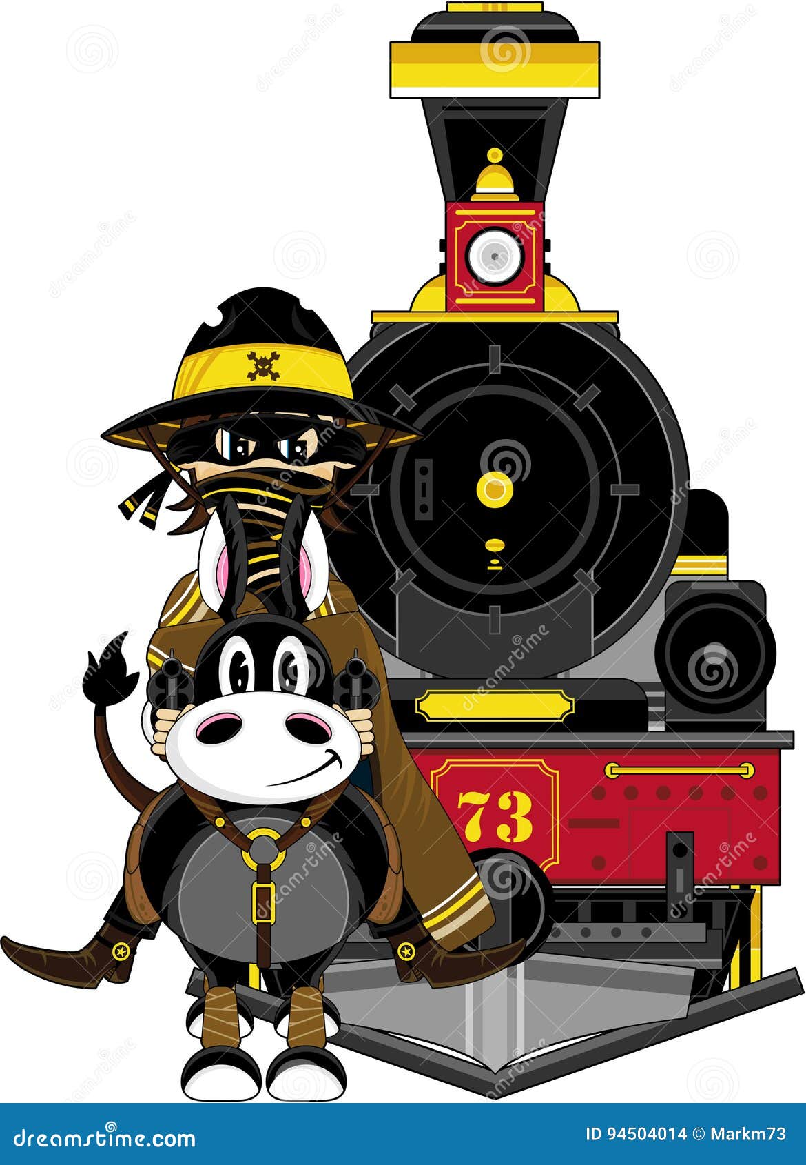 Cowboy and Steam Train stock vector. Illustration of western - 94504014