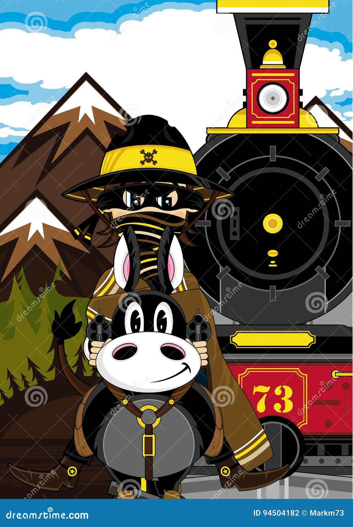 Cowboy and Steam Train stock vector. Illustration of sheriff - 94504182