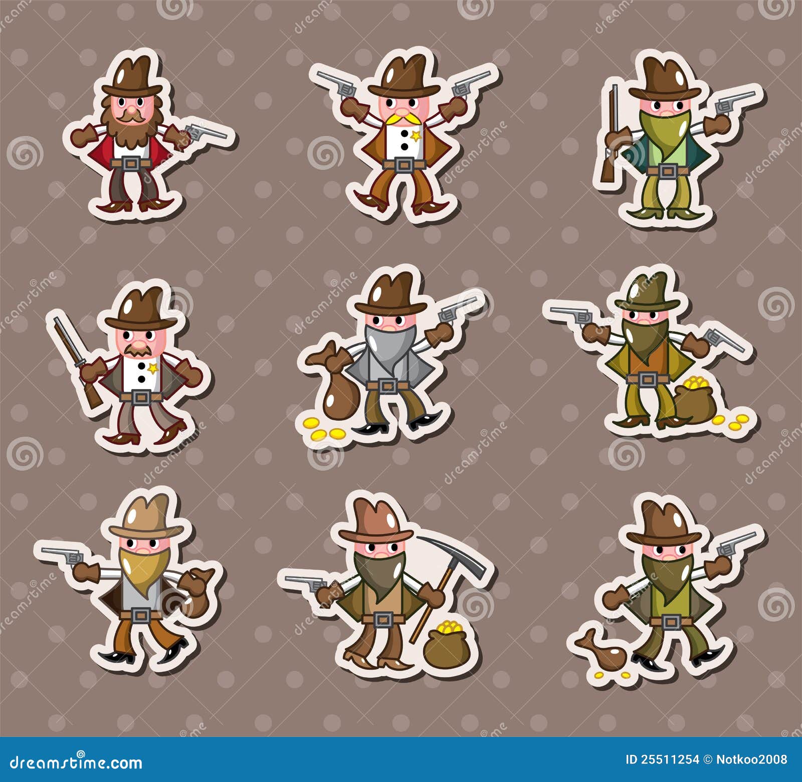 Cowboy stickers stock vector. Illustration of cute, character - 25511254