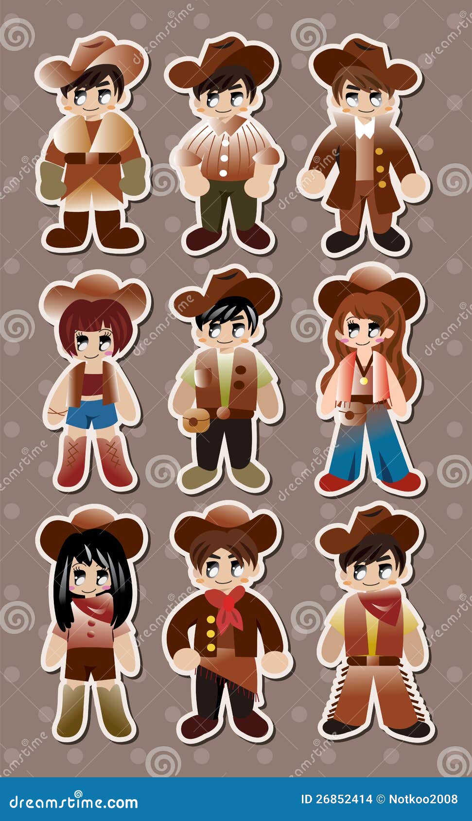 Cowboy stickers stock vector. Illustration of adorable - 26852414