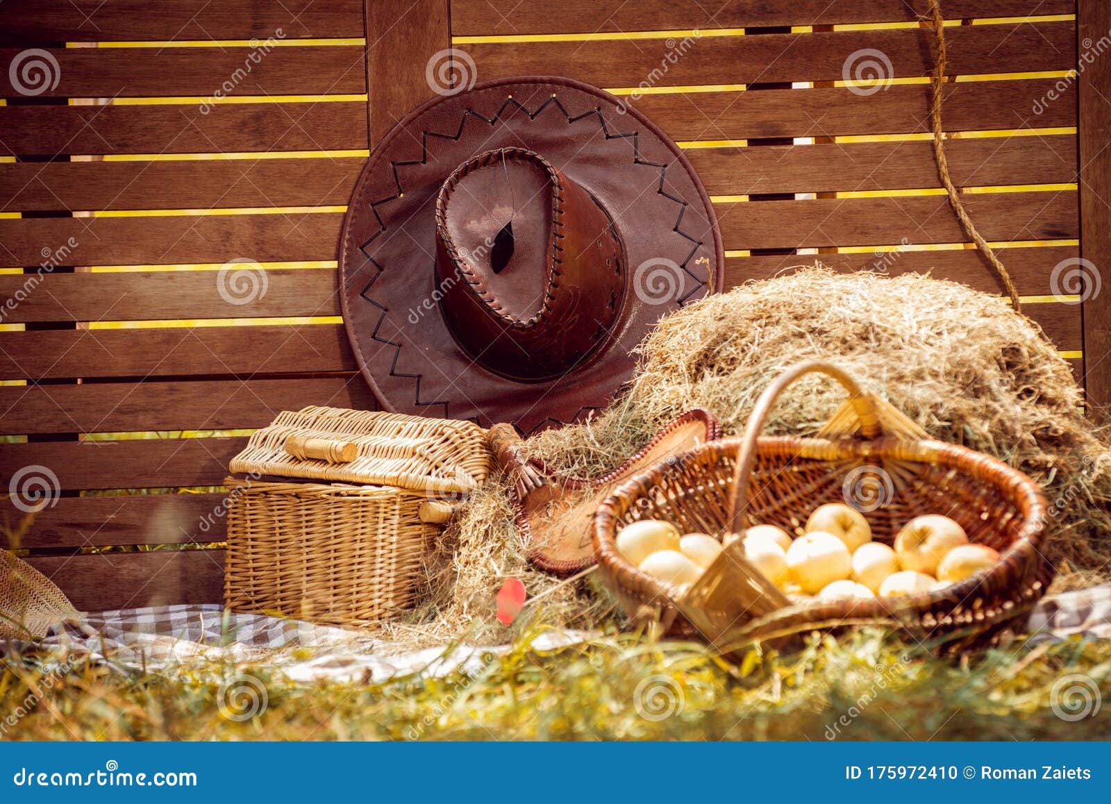 Cowboy Still Life. Hat and Apples. Background. Stock Photo - Image of ...