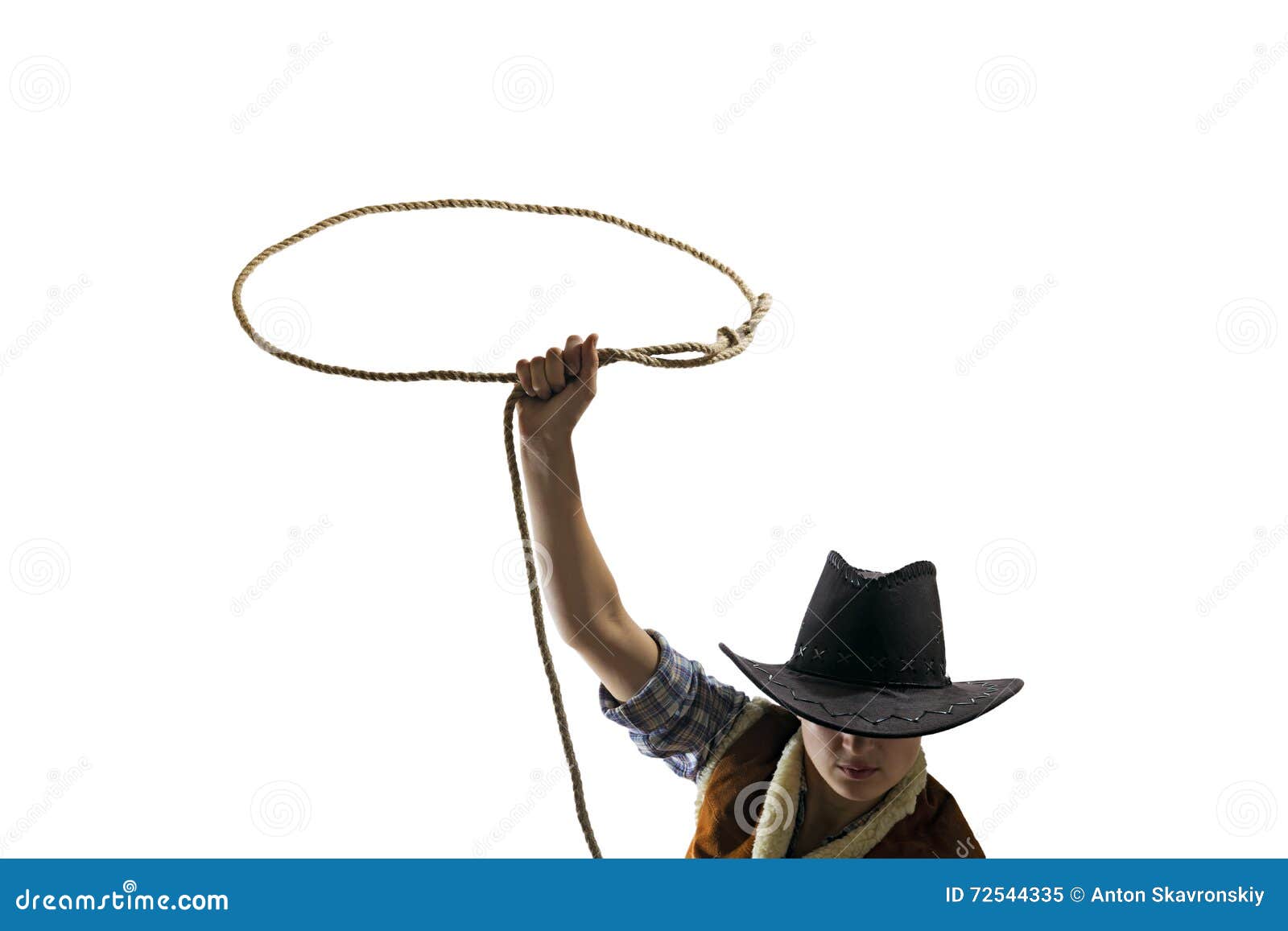 Cowboy Throws a Lasso White Isolated Stock Image - Image of country ...