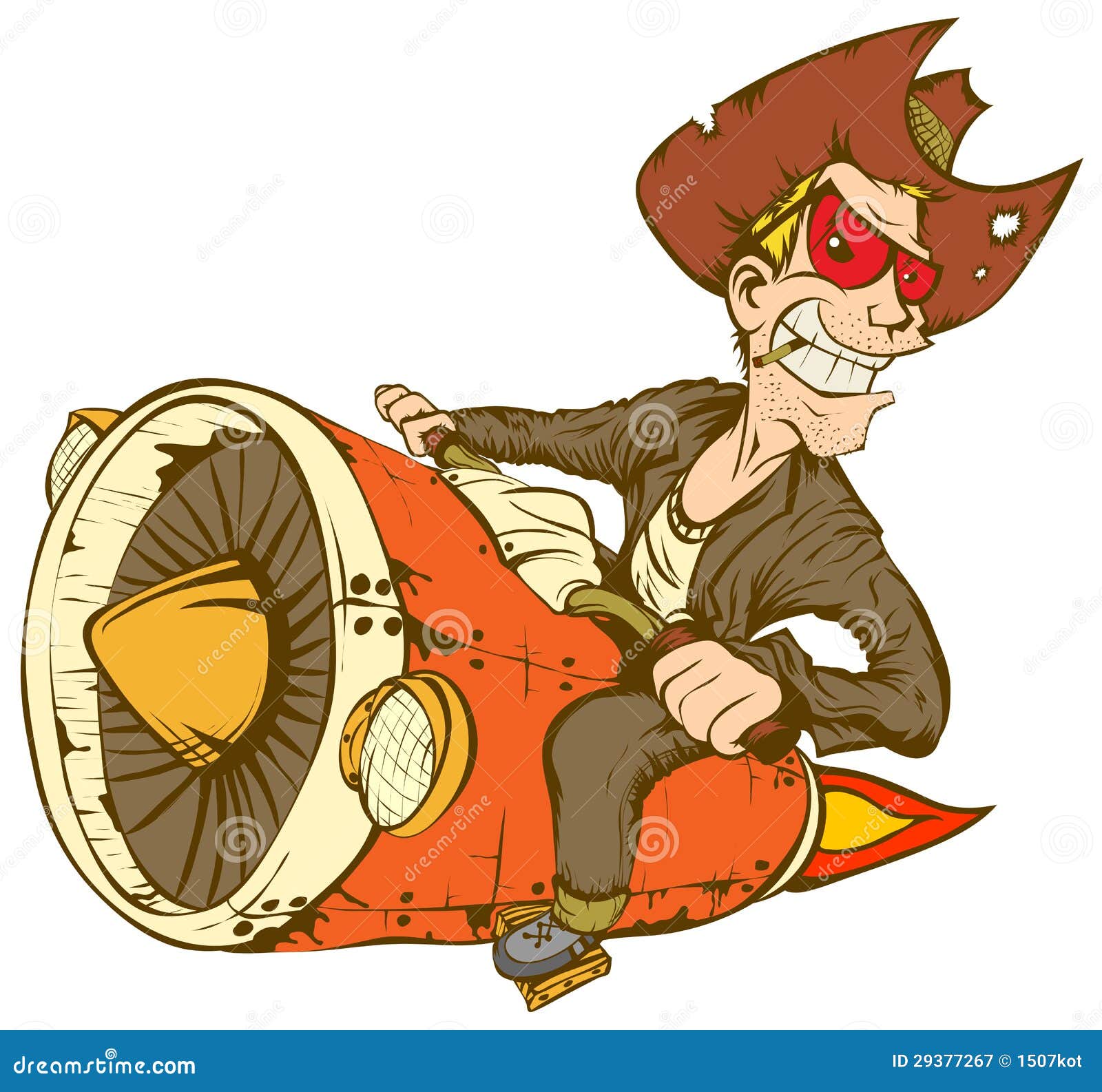 Cowboy on Turbo Bike stock vector. Illustration of drawing - 29377267