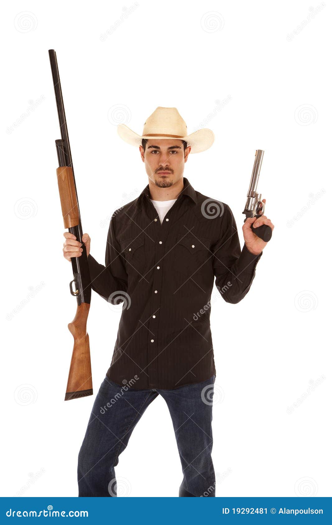 Cowboy with two guns stock image. Image of pistol, farm - 19292481