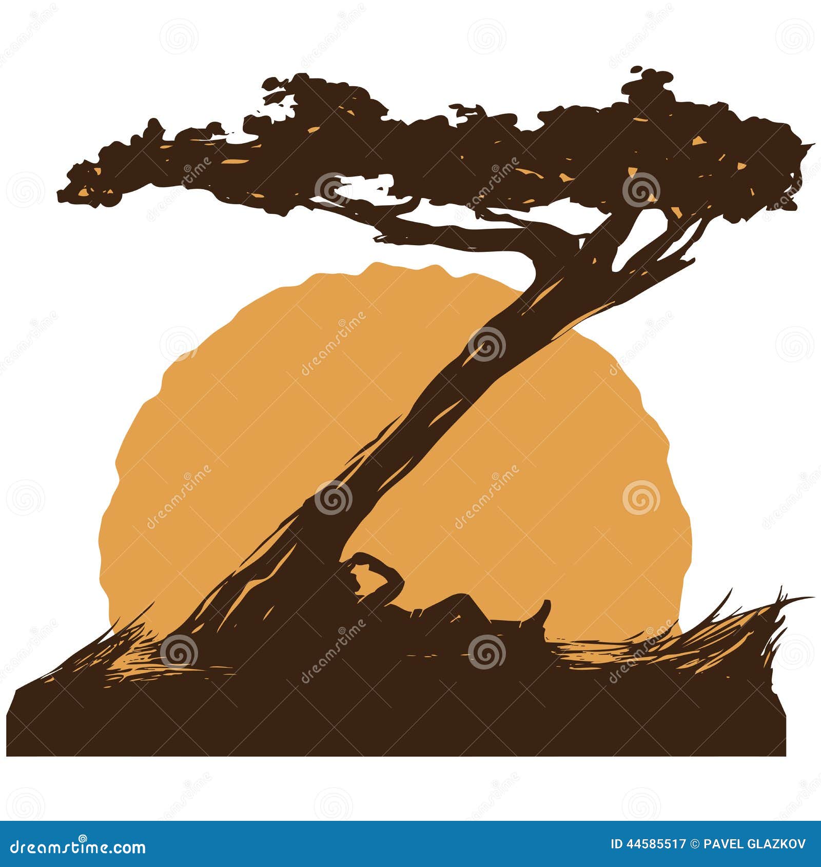 Cowboy Under The Tree Cartoon Vector | CartoonDealer.com #44585517
