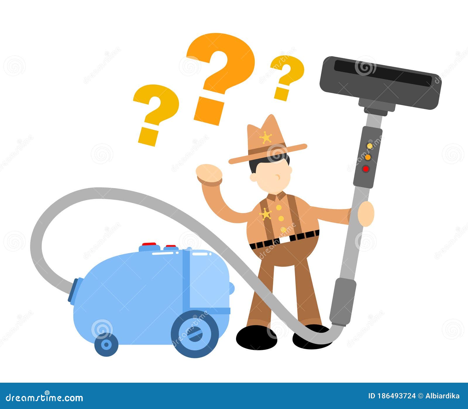Cowboy America and Vacuum Cleaner Clean Cartoon Doodle Flat Design ...