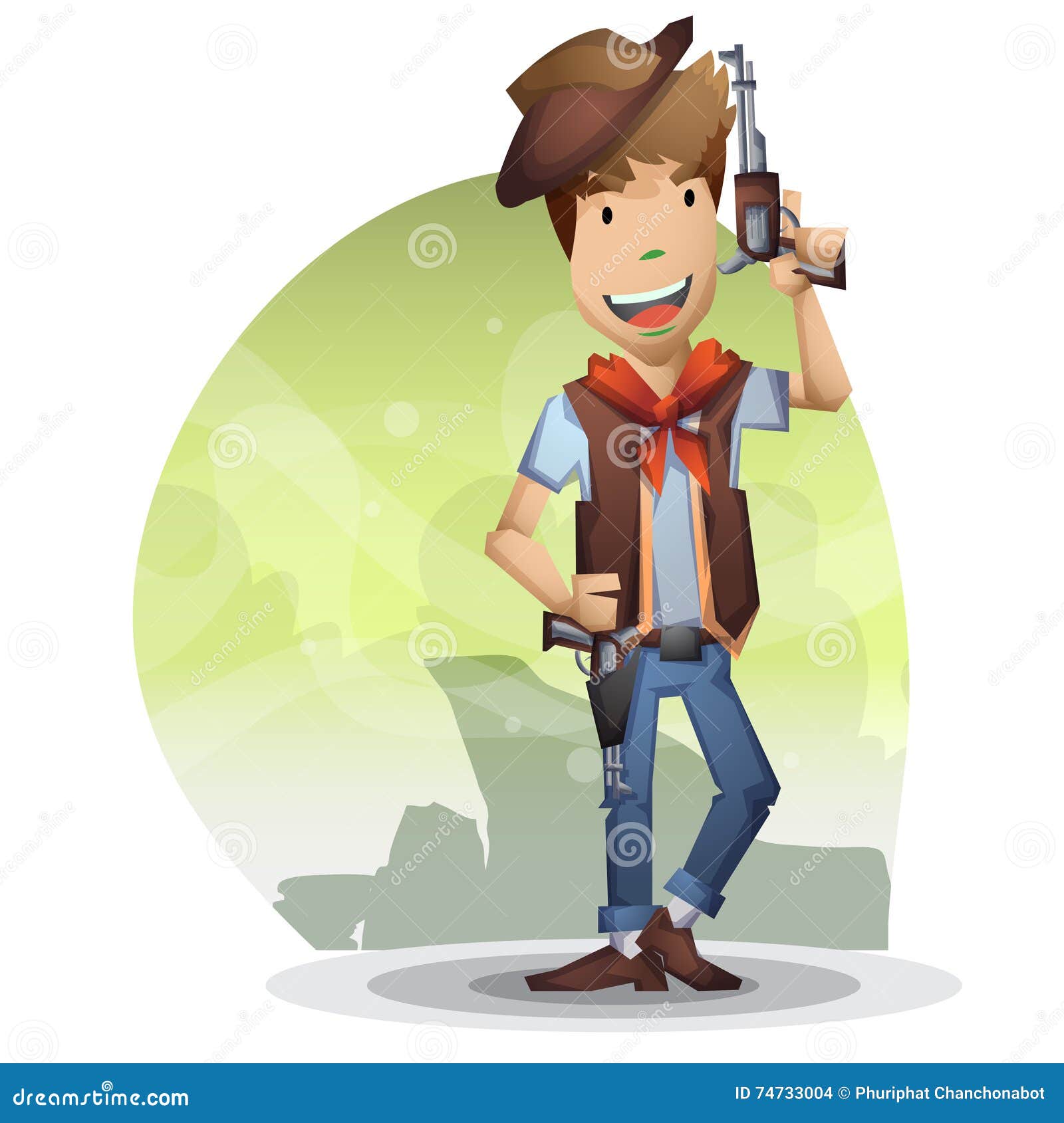 Cowboy Vector Cartoon with Separated Layers for Game and Animation ...