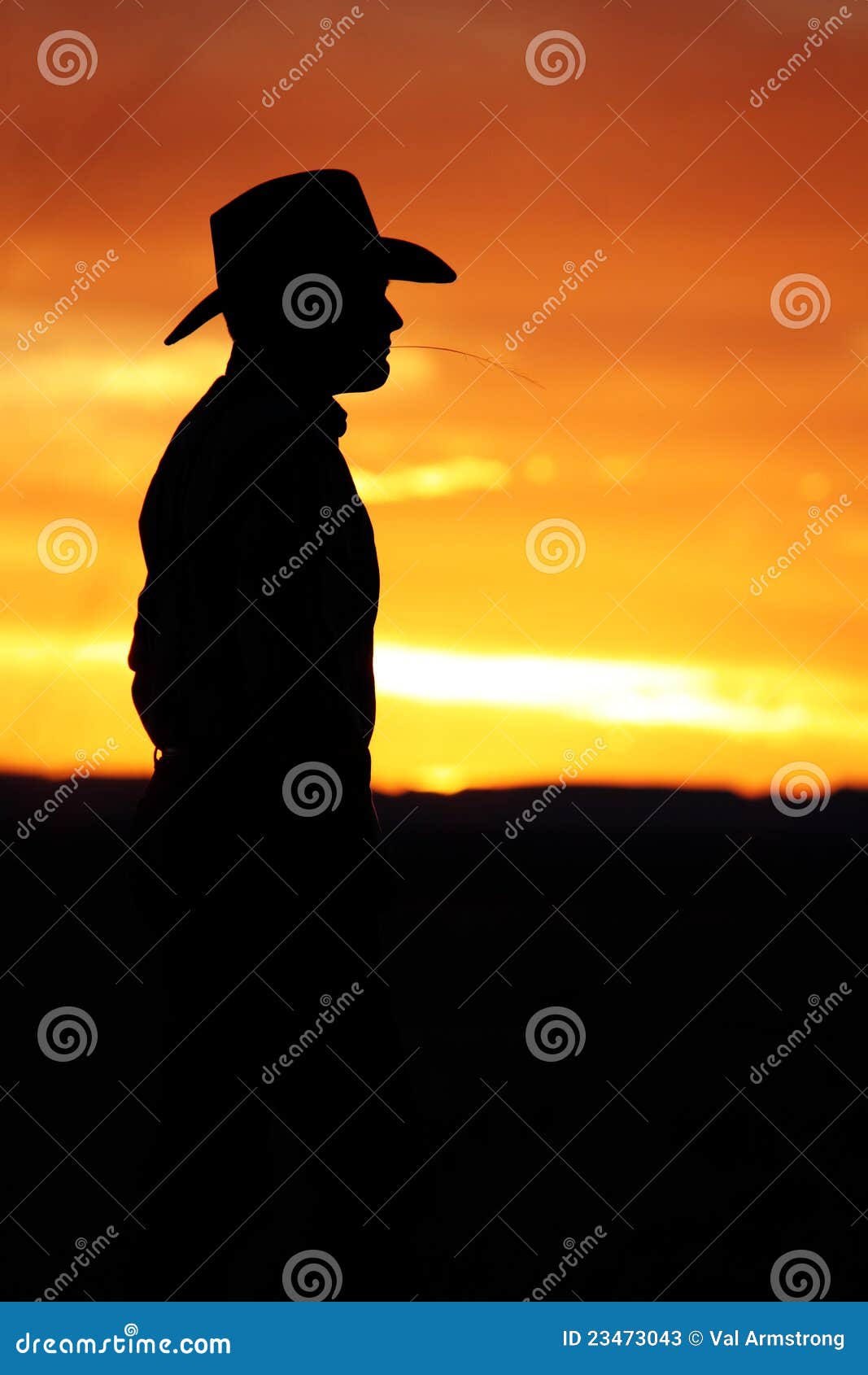 Cowboy Watching the Sunset stock image. Image of clouds - 23473043