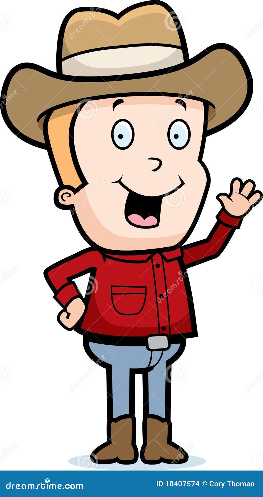 Cowboy Waving stock vector. Illustration of western, greeting - 10407574