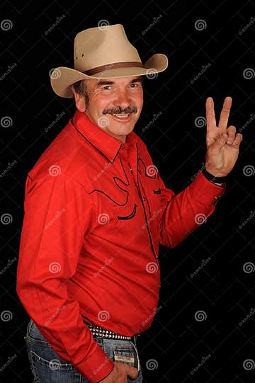 Cowboy waving stock photo. Image of pleasant, look, smile - 9834344