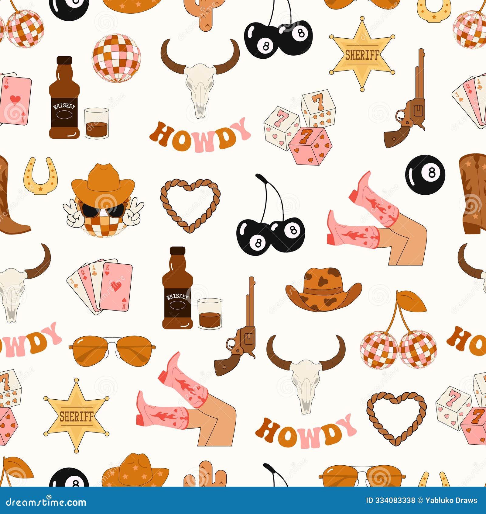 Cowboy Wildwest Seamless Pattern. Howdy Vector Stock Illustration ...