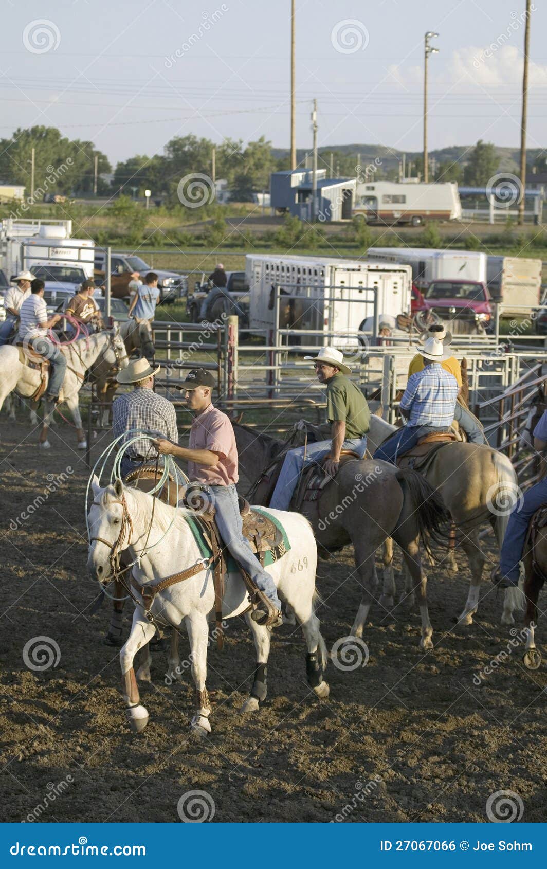Cowboys on Horses with Rope at PRCA Rodeo Editorial Photo - Image of ...