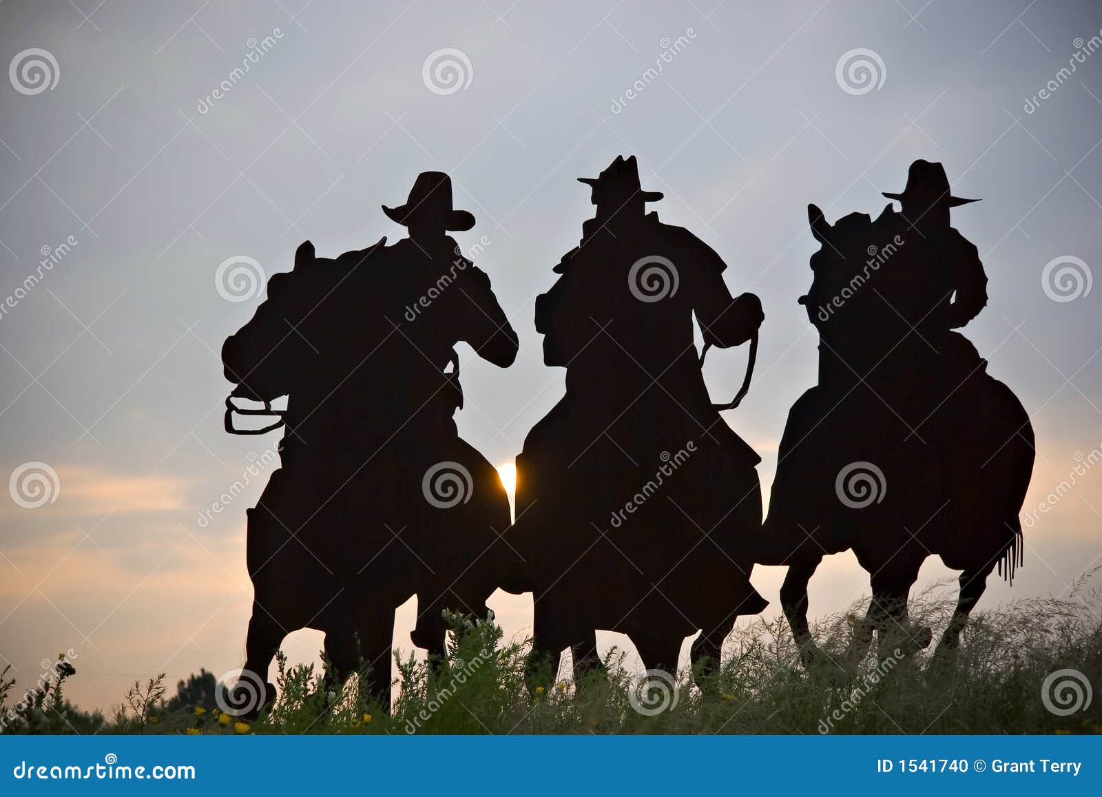 Cowboys Silhouette stock photo. Image of cattlemen, horsemen - 1541740