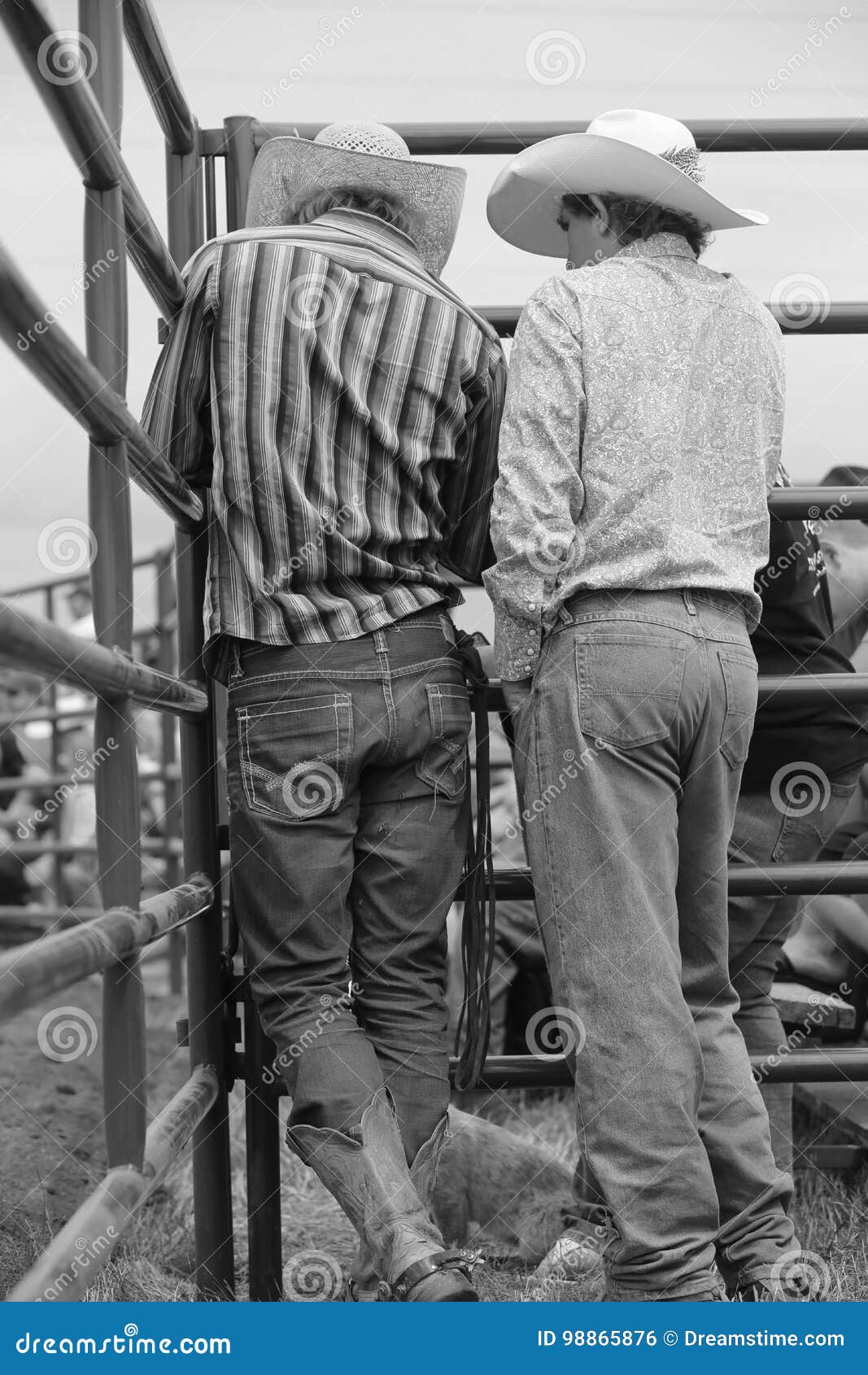 Cowboys vor dem Rodeo redaktionelles foto. Bild von gras - 98865876