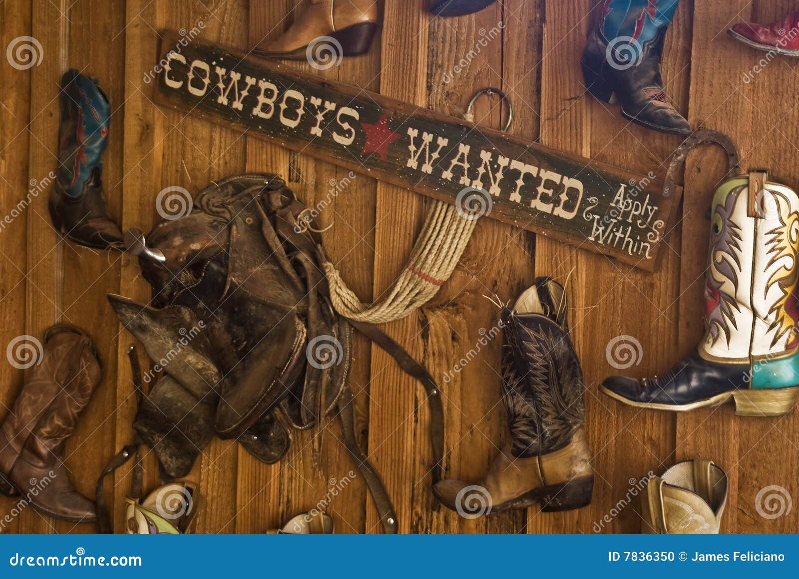 Cowboys Wanted Sign stock photo. Image of boots, western - 7836350