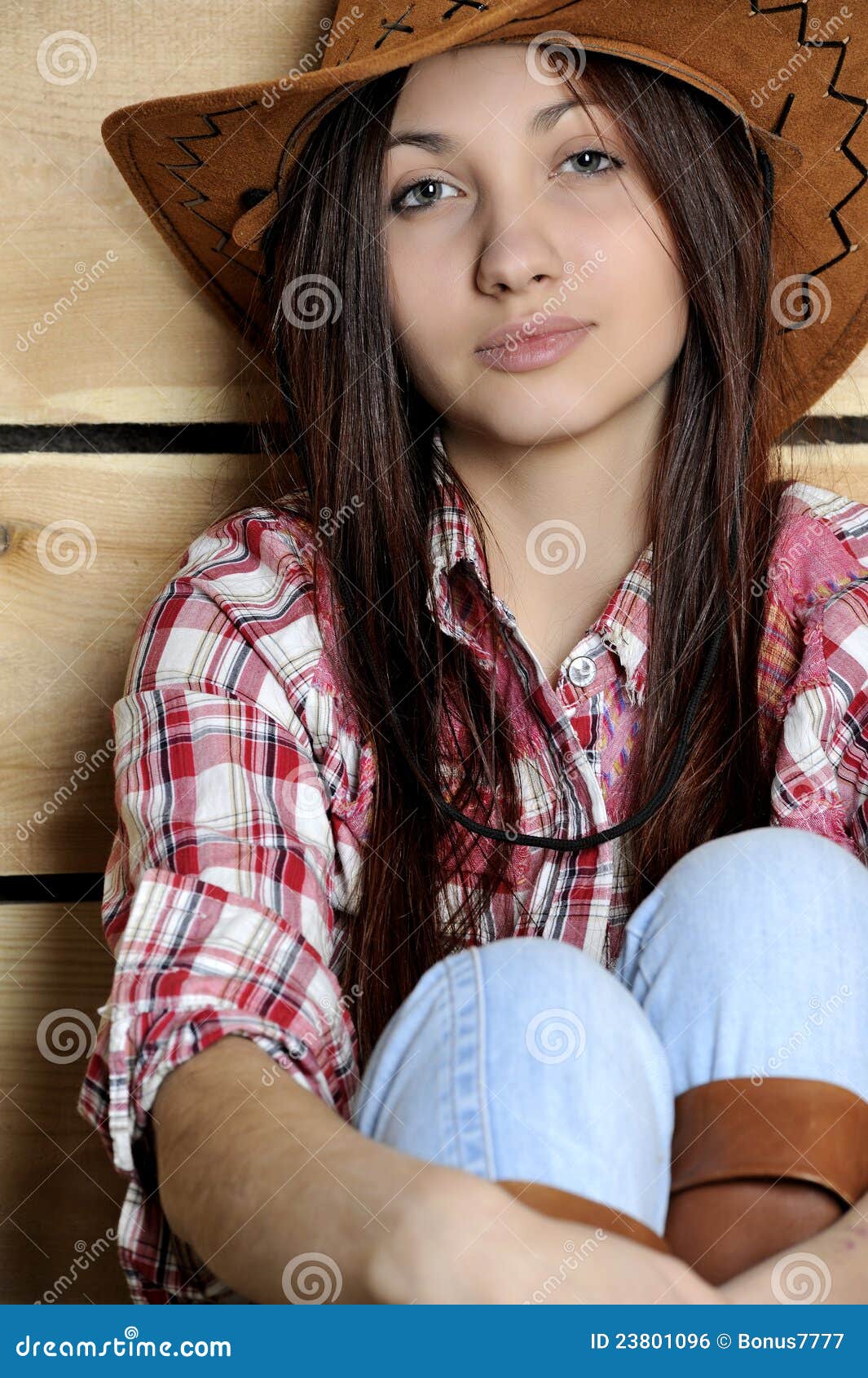 Cowgirl stock photo. Image of attractive, plaid, woman - 23801096