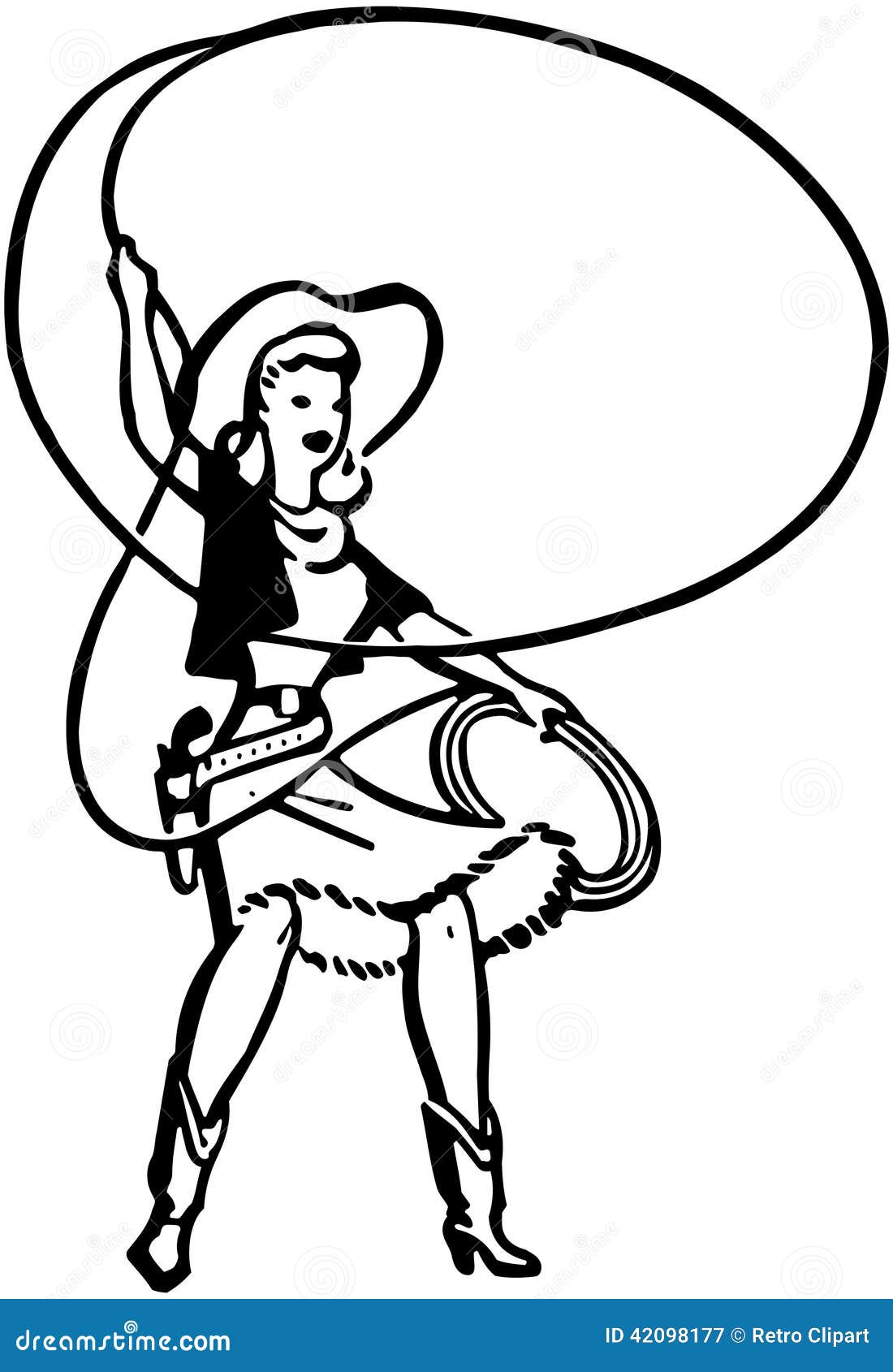 Cowgirl With Lasso Clipart