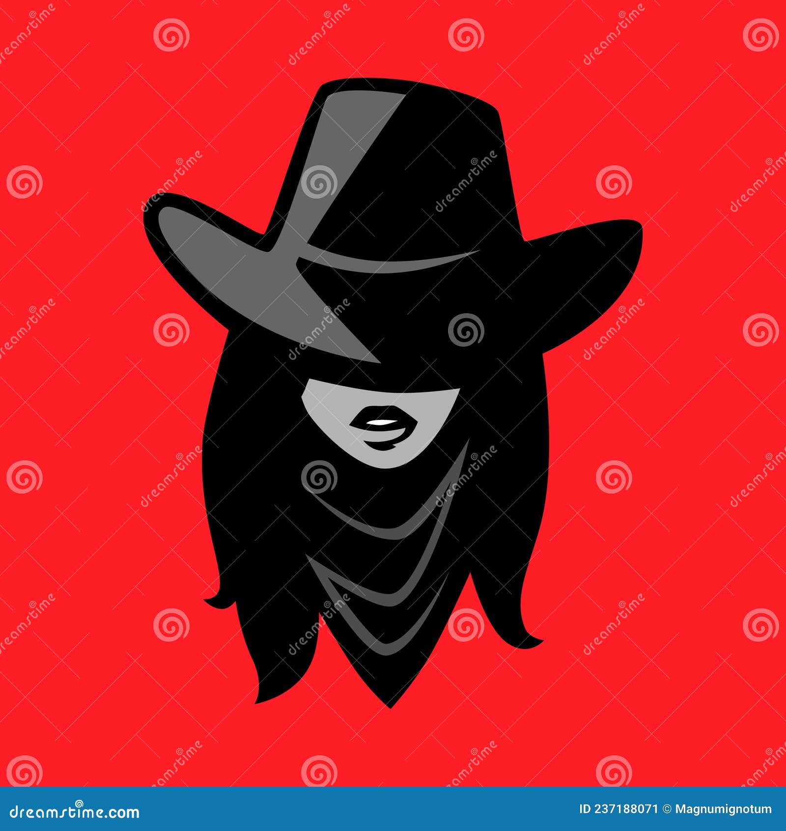 Cowgirl Outlaw Symbol On Gray Backdrop Vector Illustration ...
