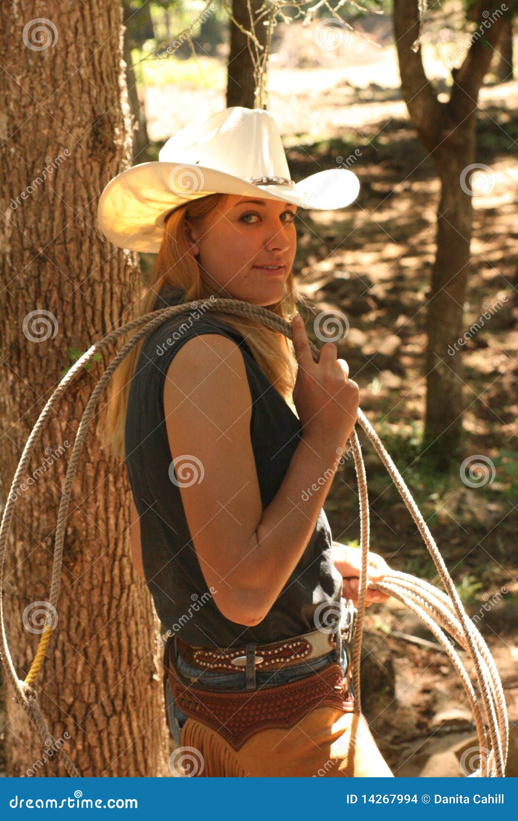 Cowgirl with rope stock photo. Image of wild, rope, outdoors - 14267994