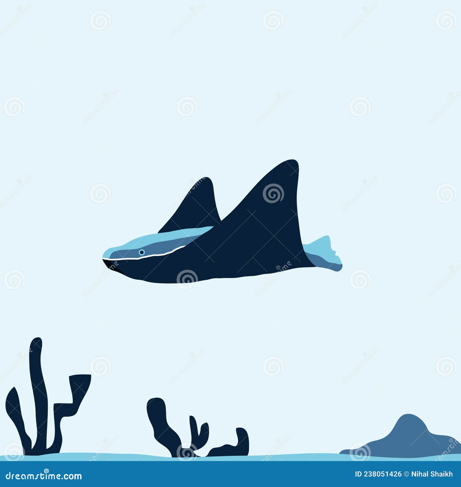 Cownose Ray Fish stock illustration. Illustration of drawing - 238051426