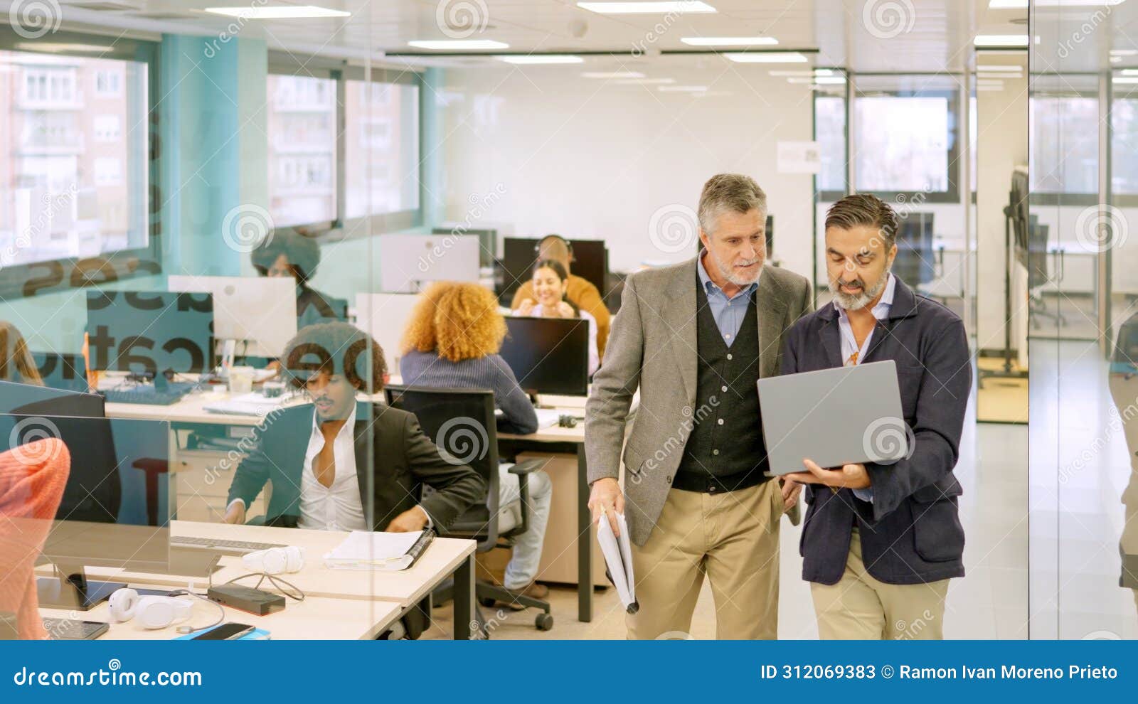 Coworkers Arriving at a Office in the Morning Stock Image - Image of ...