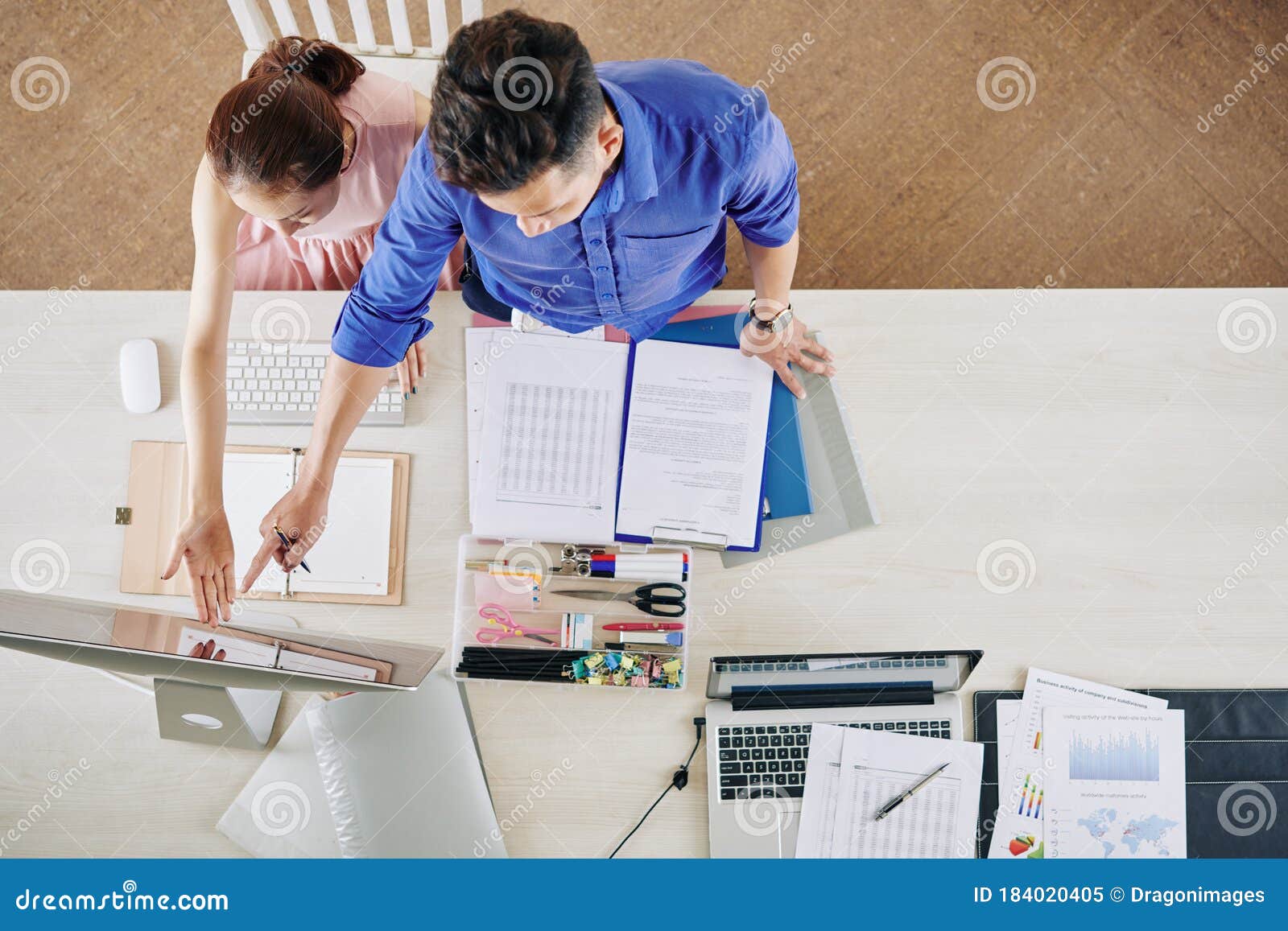 Coworkers Comparing Financial Data Stock Image - Image of busy, people ...