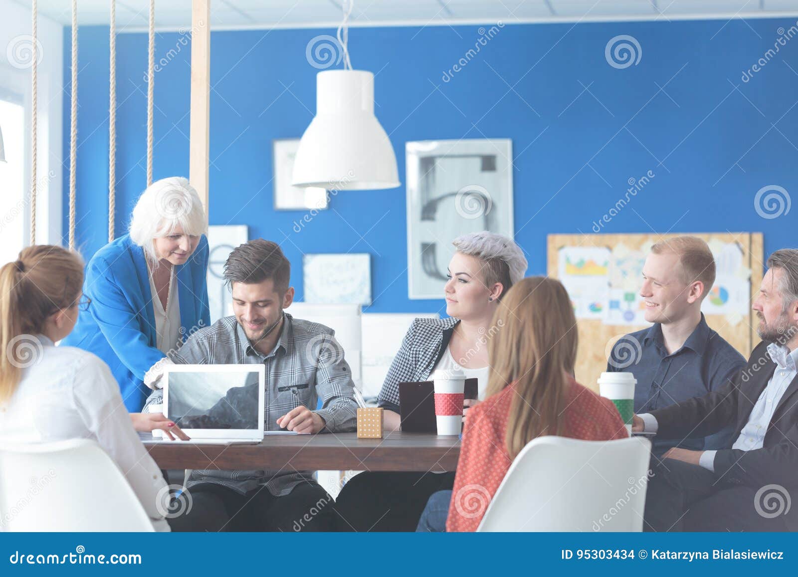 Coworkers on a lunch break stock photo. Image of cheerful - 95303434