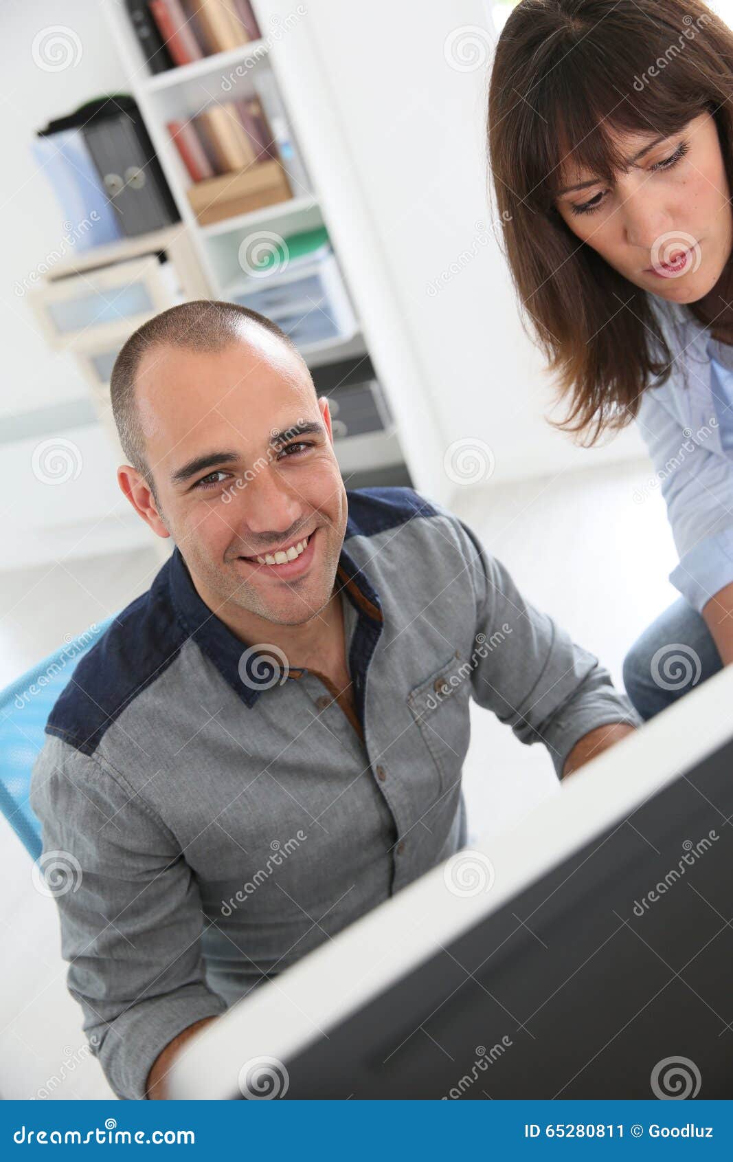 Coworkers at office stock image. Image of adult, desktop - 65280811