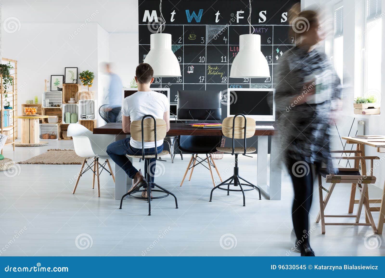 Coworkers in office stock image. Image of blurred, open - 96330545