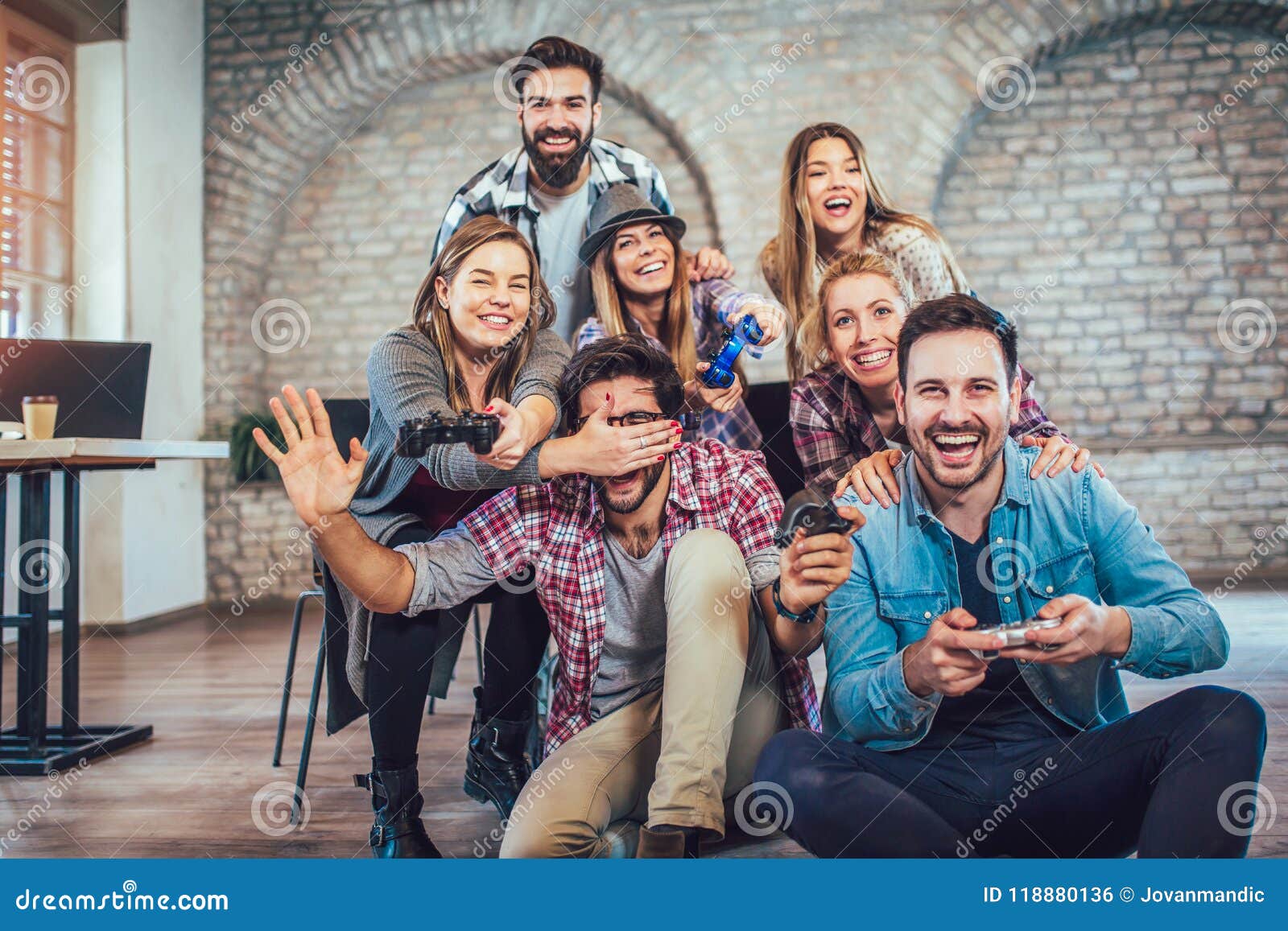 Coworkers Playing Video Games Stock Photo - Image of modern, business ...