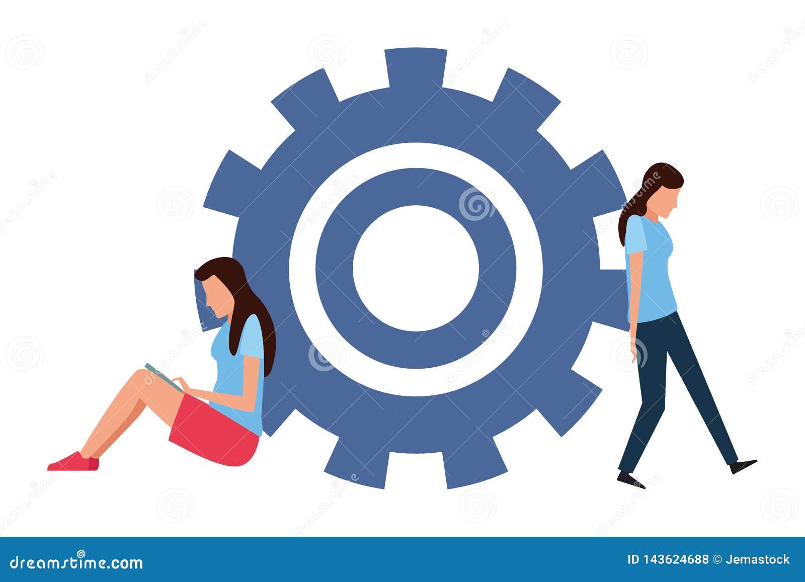 Coworkers teamwork cartoon stock vector. Illustration of pushing ...