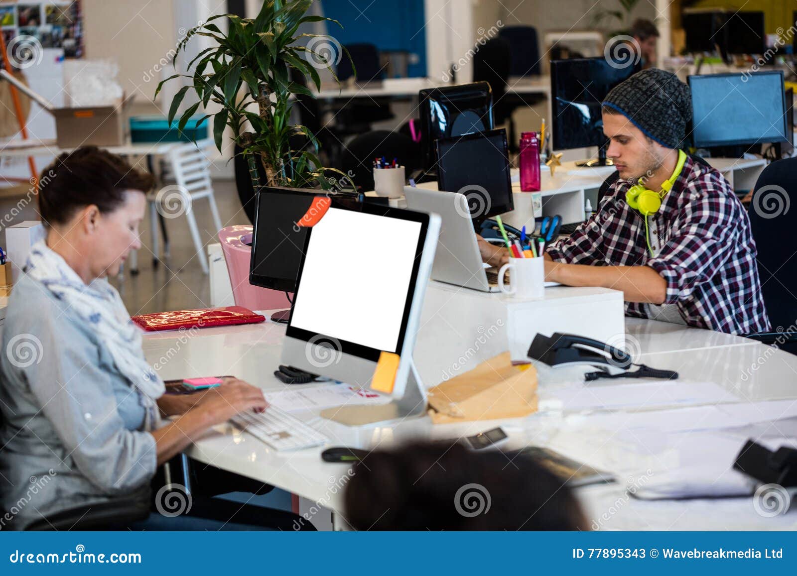 Coworkers Typing on Their Computer Stock Image - Image of adult, career ...