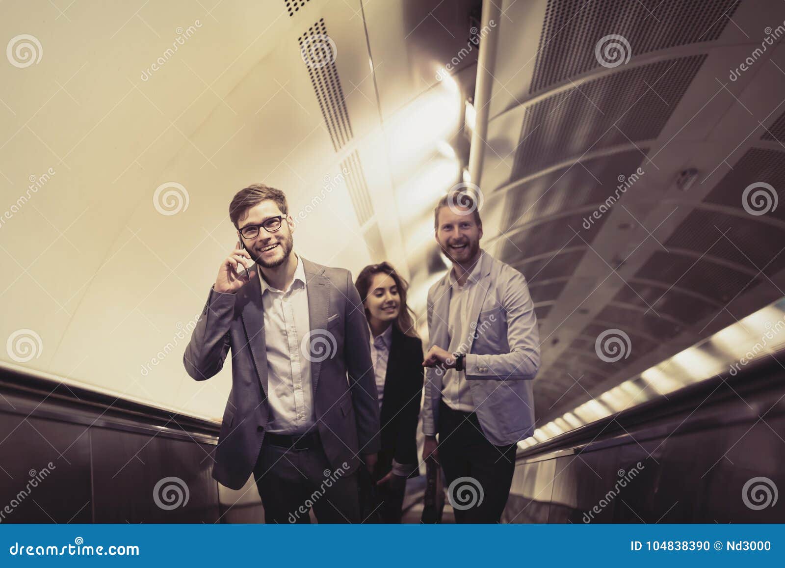 Coworkers Using Subway Stairs Together Stock Photo - Image of speed ...
