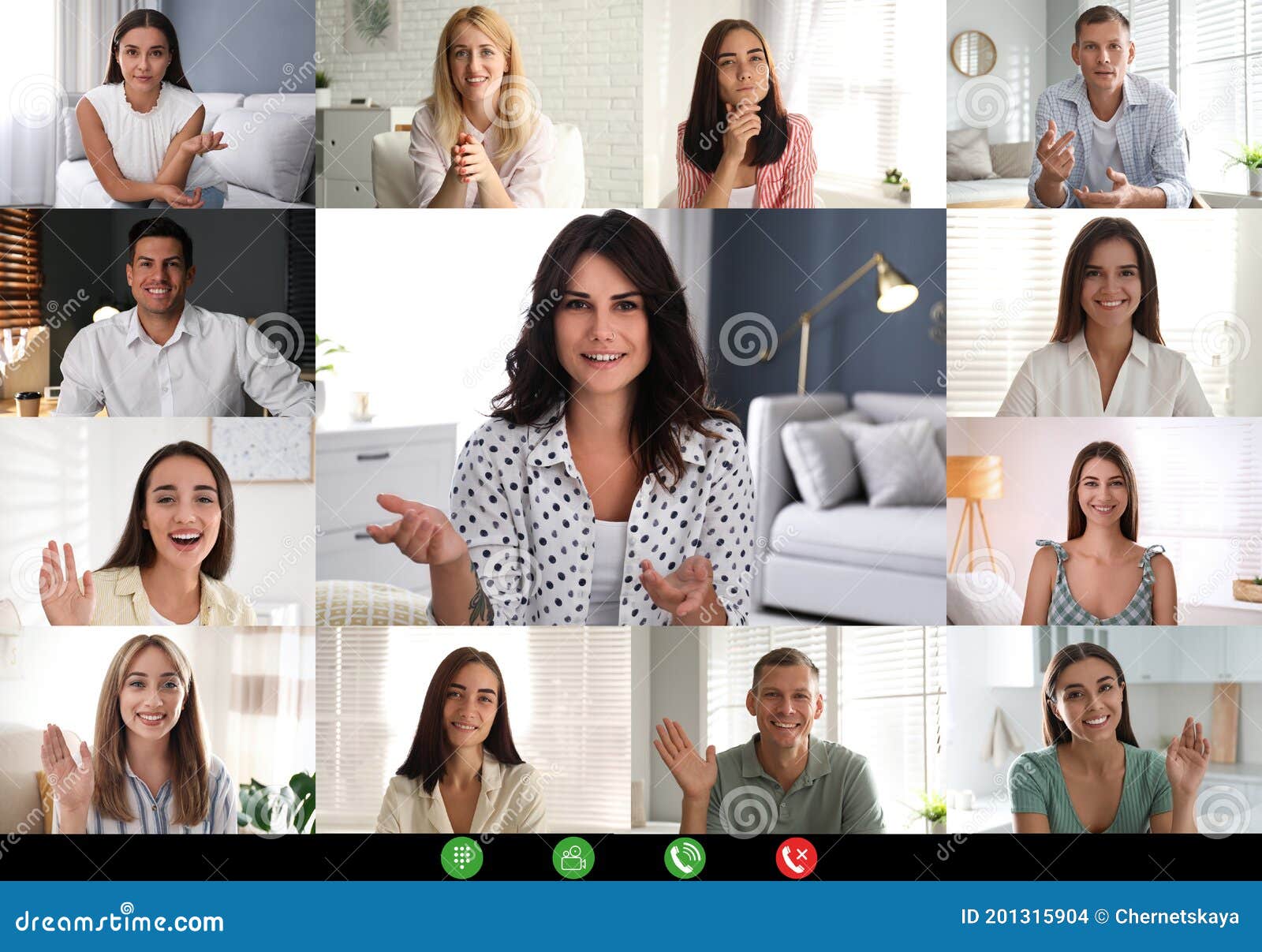 Coworkers Using Video Chat To Work Remotely. People on Display, Views ...