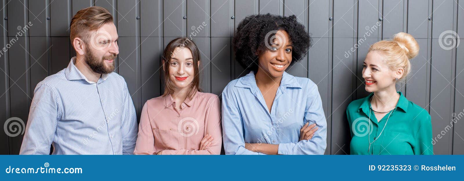 Coworkers on the Wall Background Stock Image - Image of panoramic ...