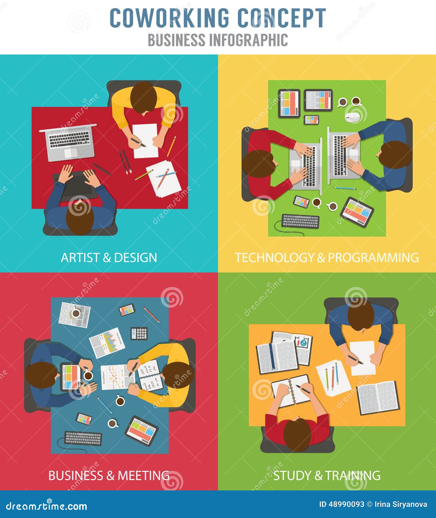 Coworking concept stock vector. Illustration of computer - 48990093