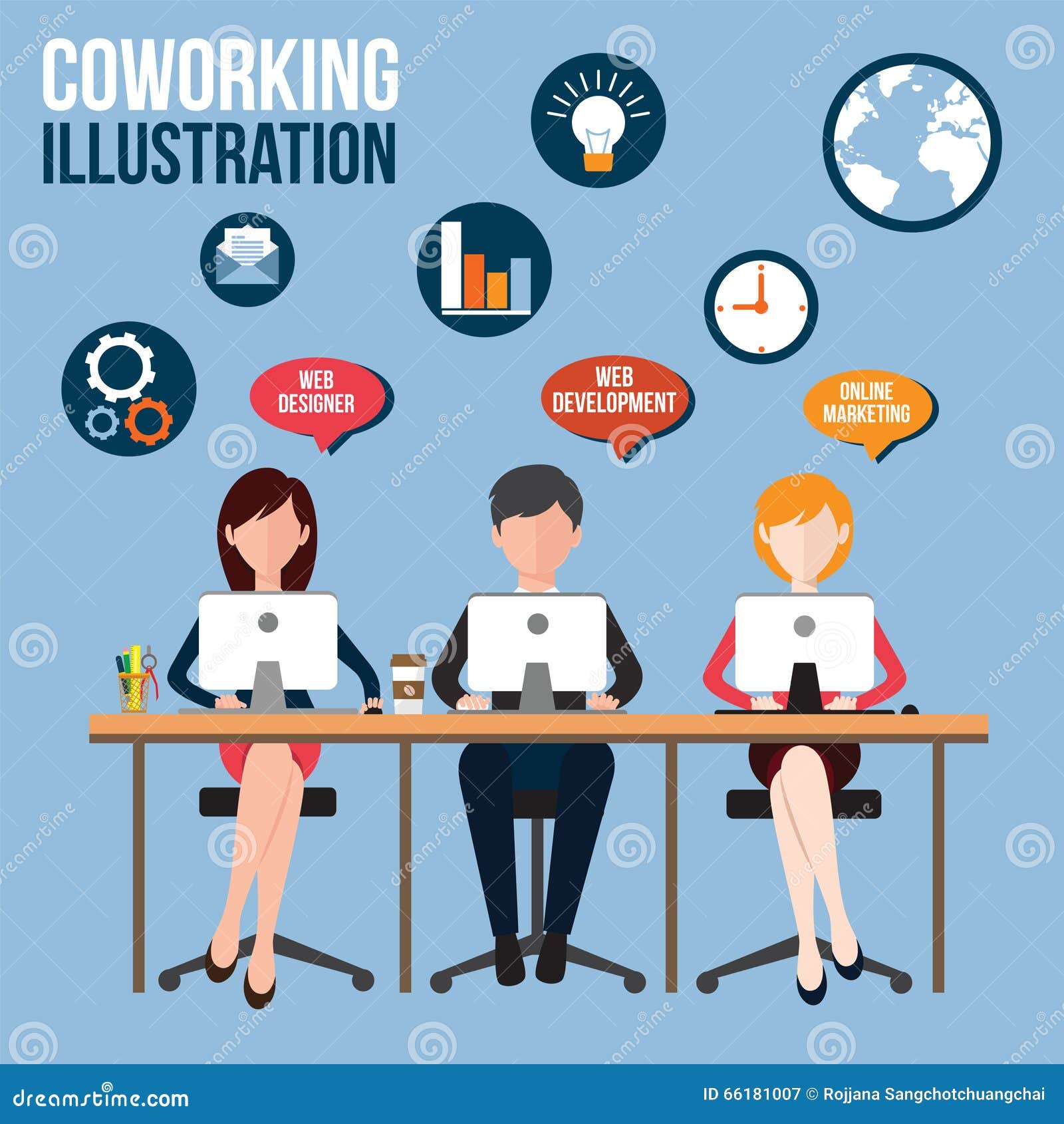 Coworking stock vector. Illustration of collaboration - 66181007