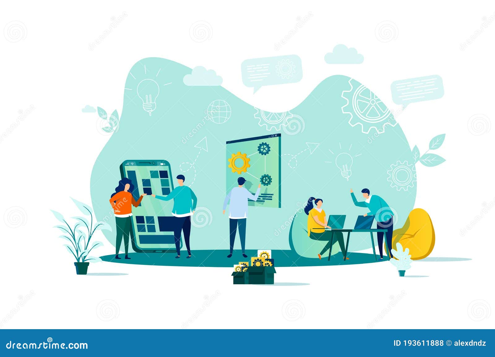 Coworking Concept in Flat Style. Stock Vector - Illustration of ...